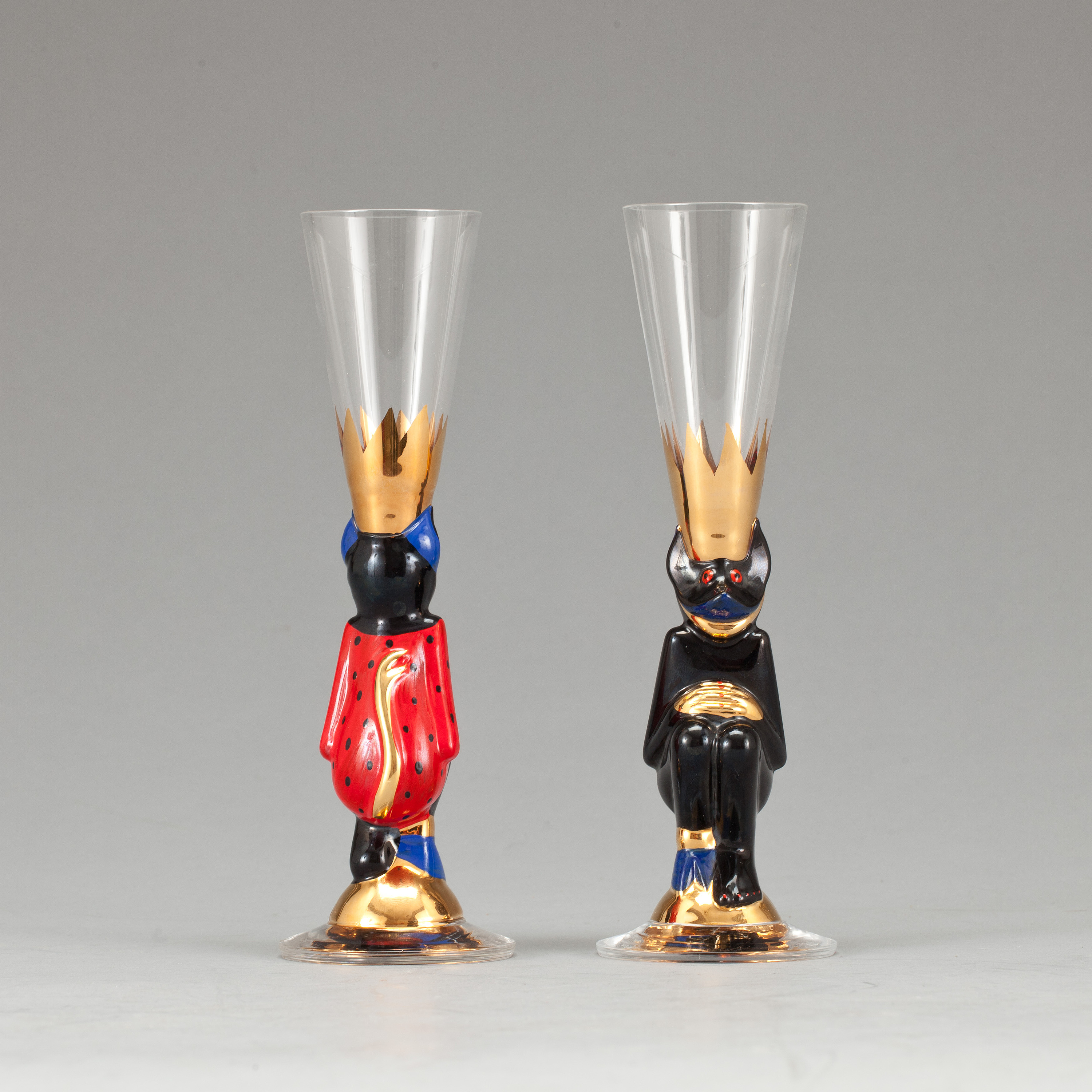 SNAPSGLAS, glas, 2 st, "Nobel" Gunnar Cyrén, Orrefors. 1900-tal ...
