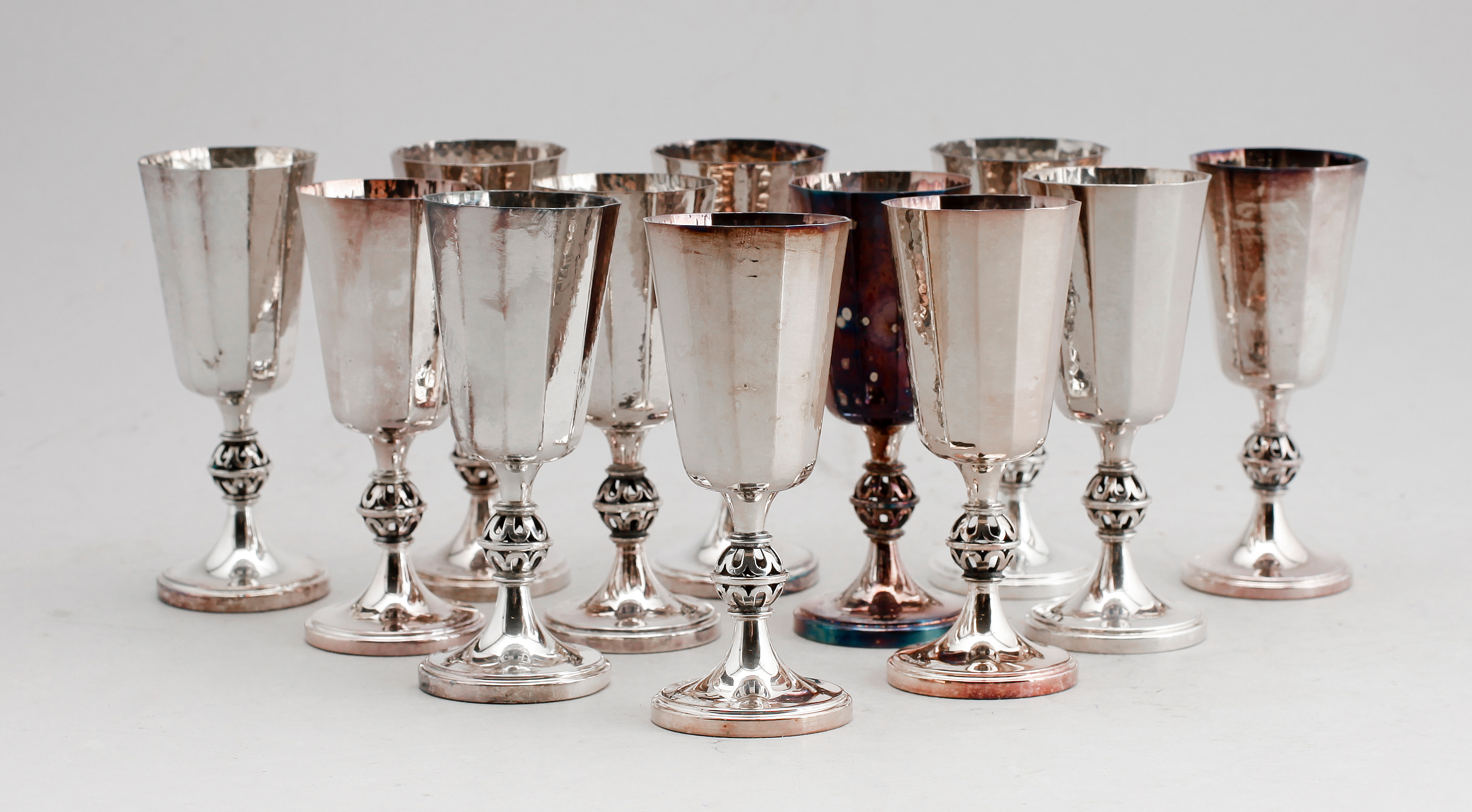 SNAPSGLAS, 12 st, silver, Löfman, MGAB 1949. Total vikt ca 612 g ...