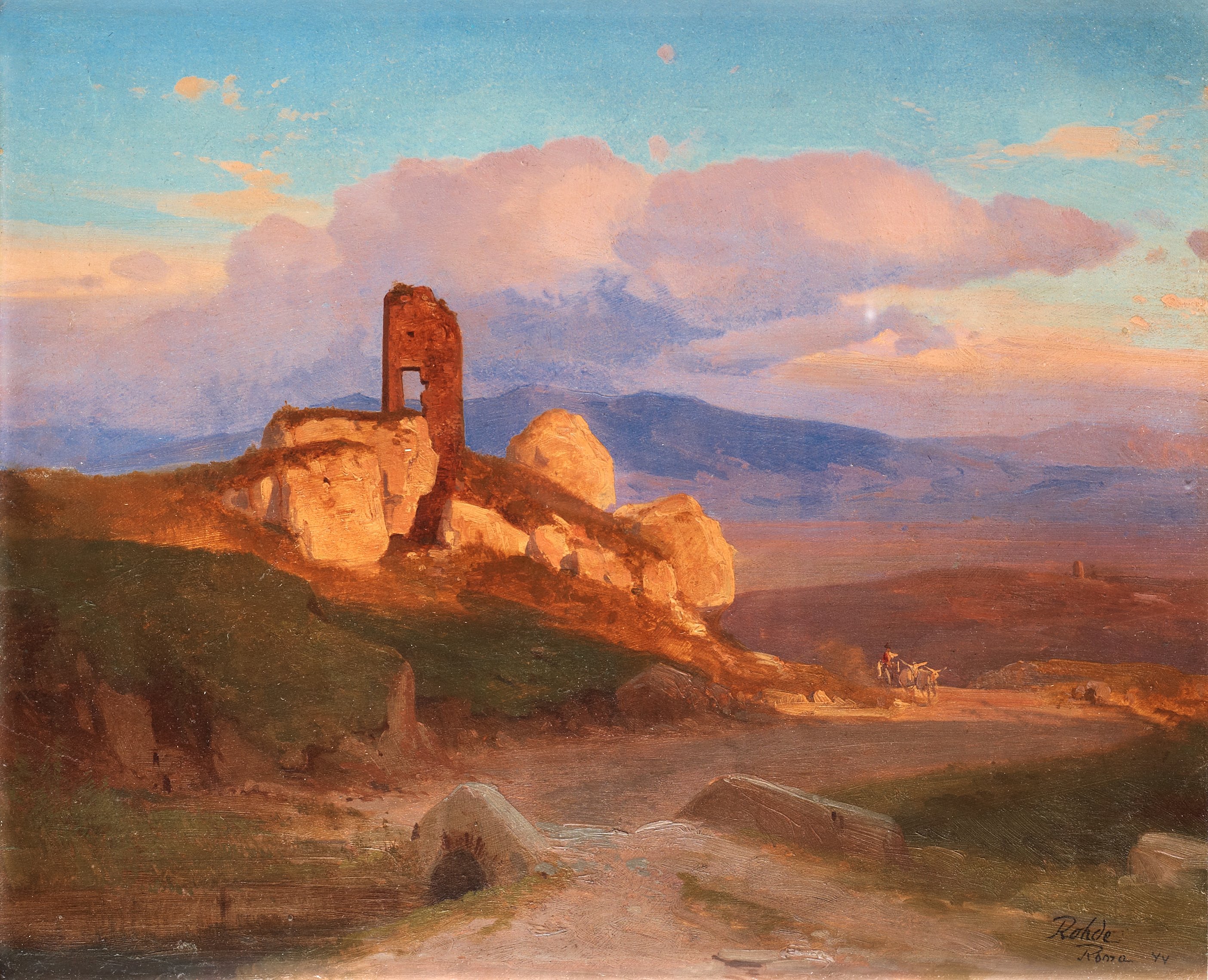 Niels Fredrik Martin Rohde, An ruin amongst rocks in the Campagna ...
