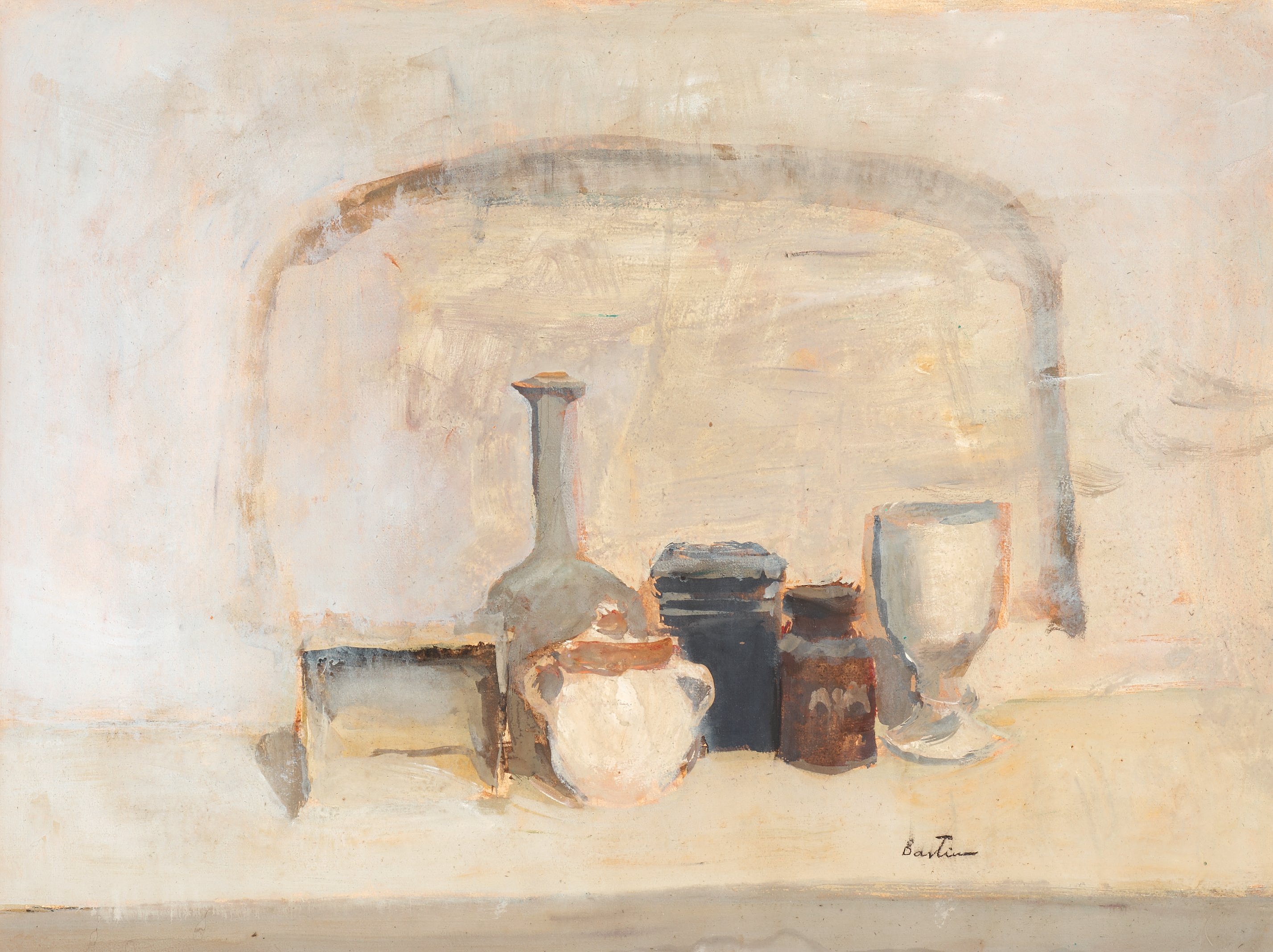 Louis Bastin, "Stilleben vid nischen" (Still life). - Bukowskis