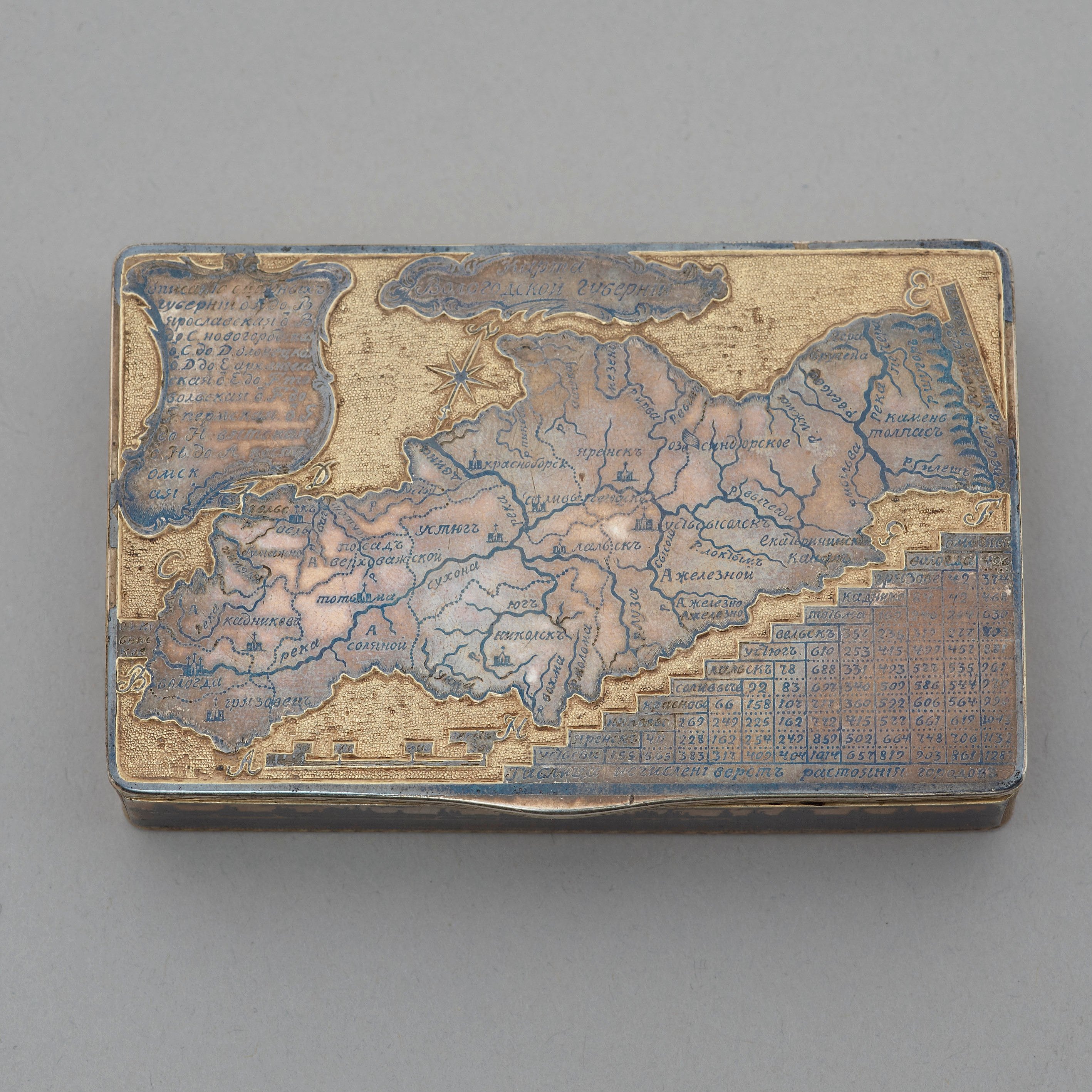 A Russian 19th century silver-gilt and niello box, marks of Alexander ...