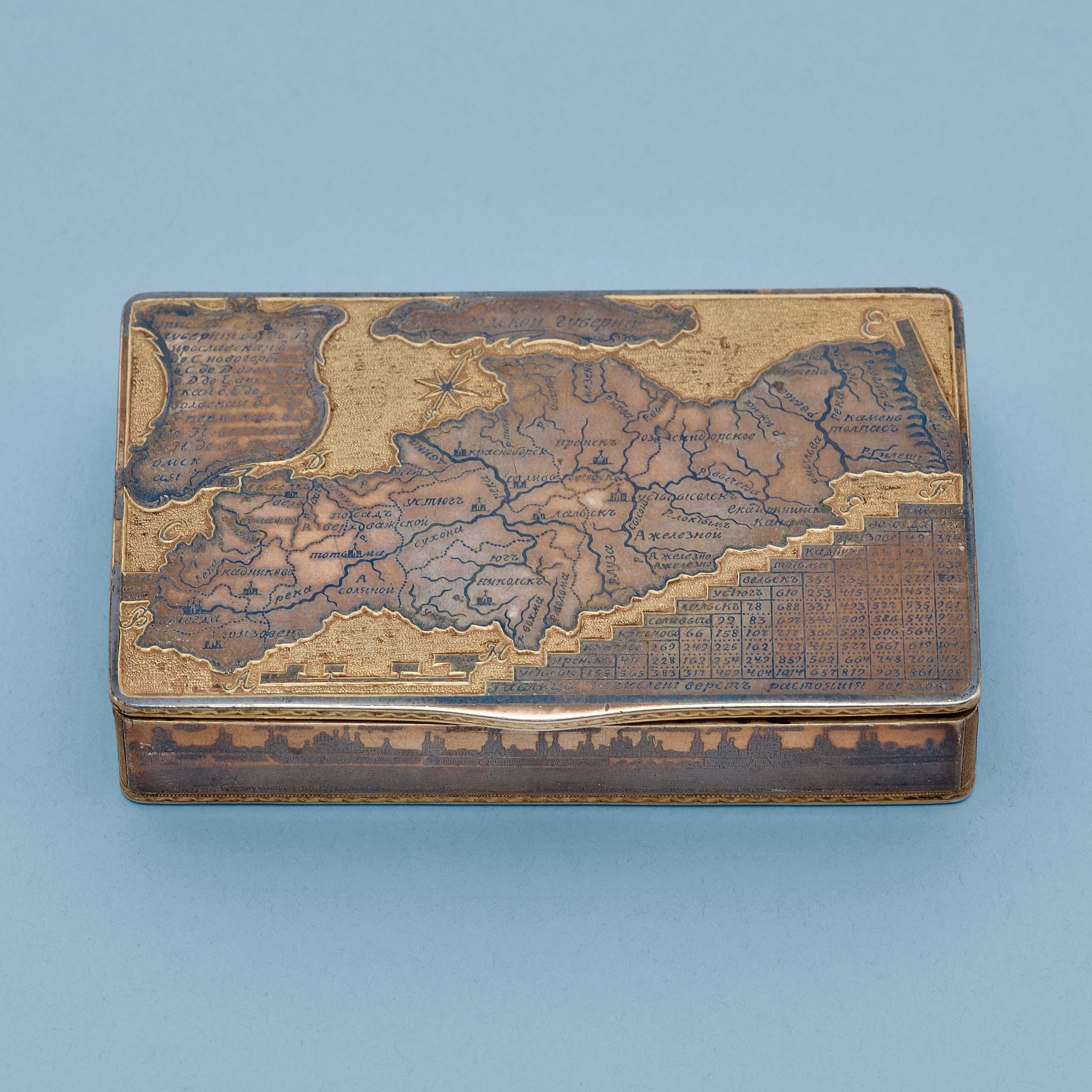 A Russian 19th century silver-gilt and niello box, marks of Alexander ...