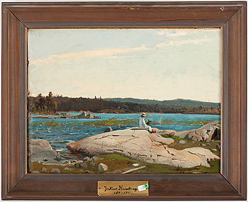 JULIUS KRONBERG. Olja på duk. Dedikation a tergo. - Bukowskis