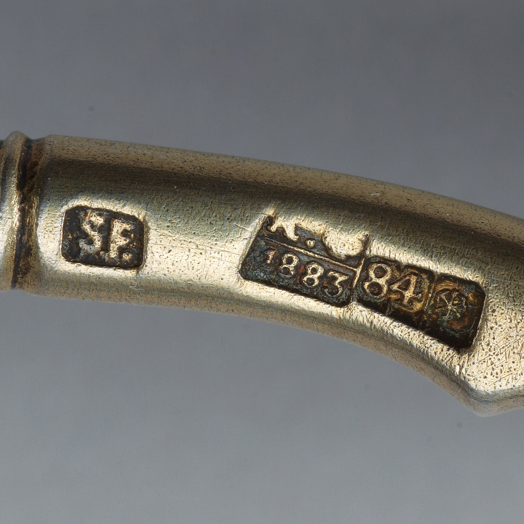 A Russian 19th century silver-gilt and enamel caviar-spoon, marks of ...