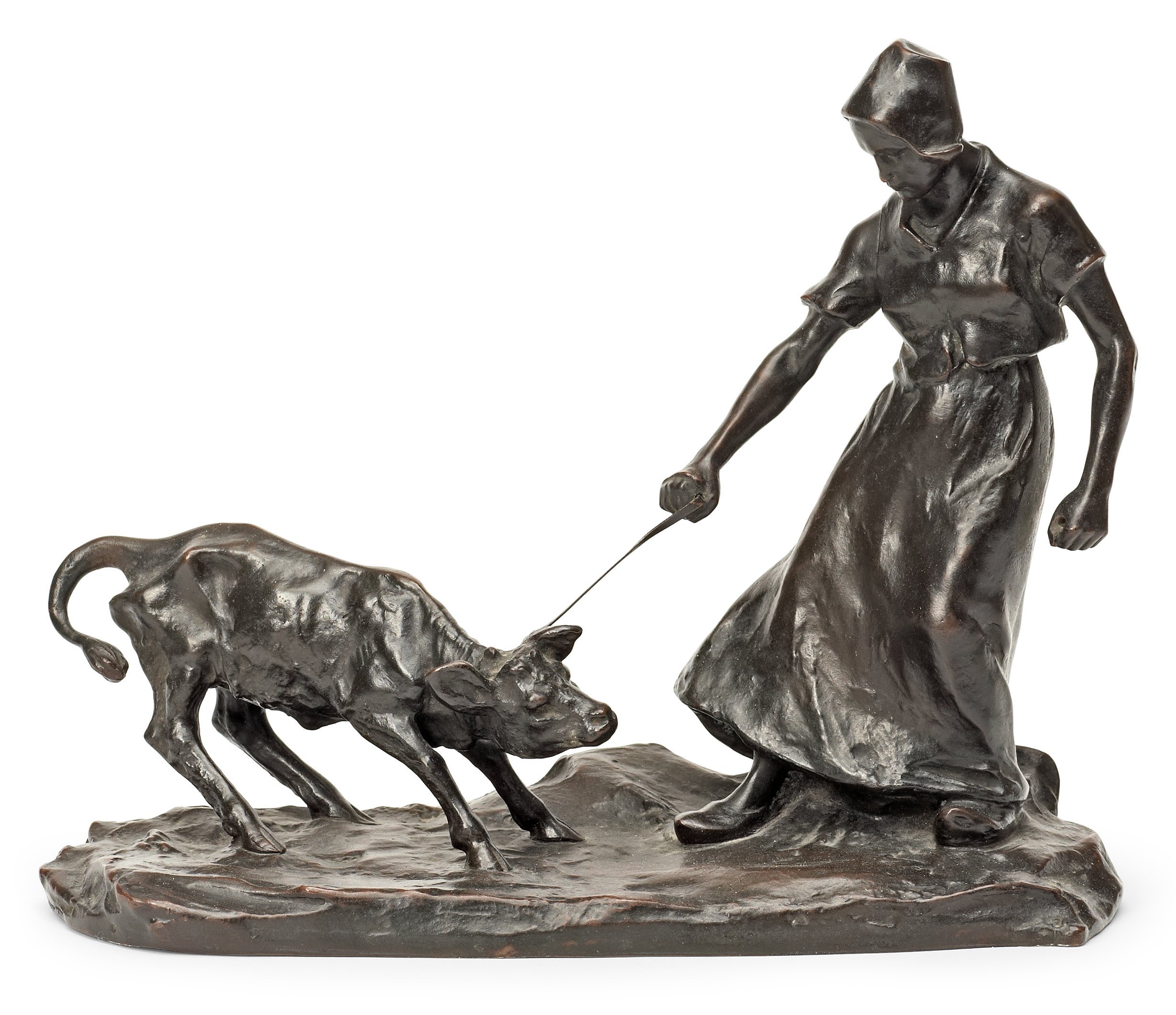 Ruth Milles, Girl with an unruly calf. - Bukowskis