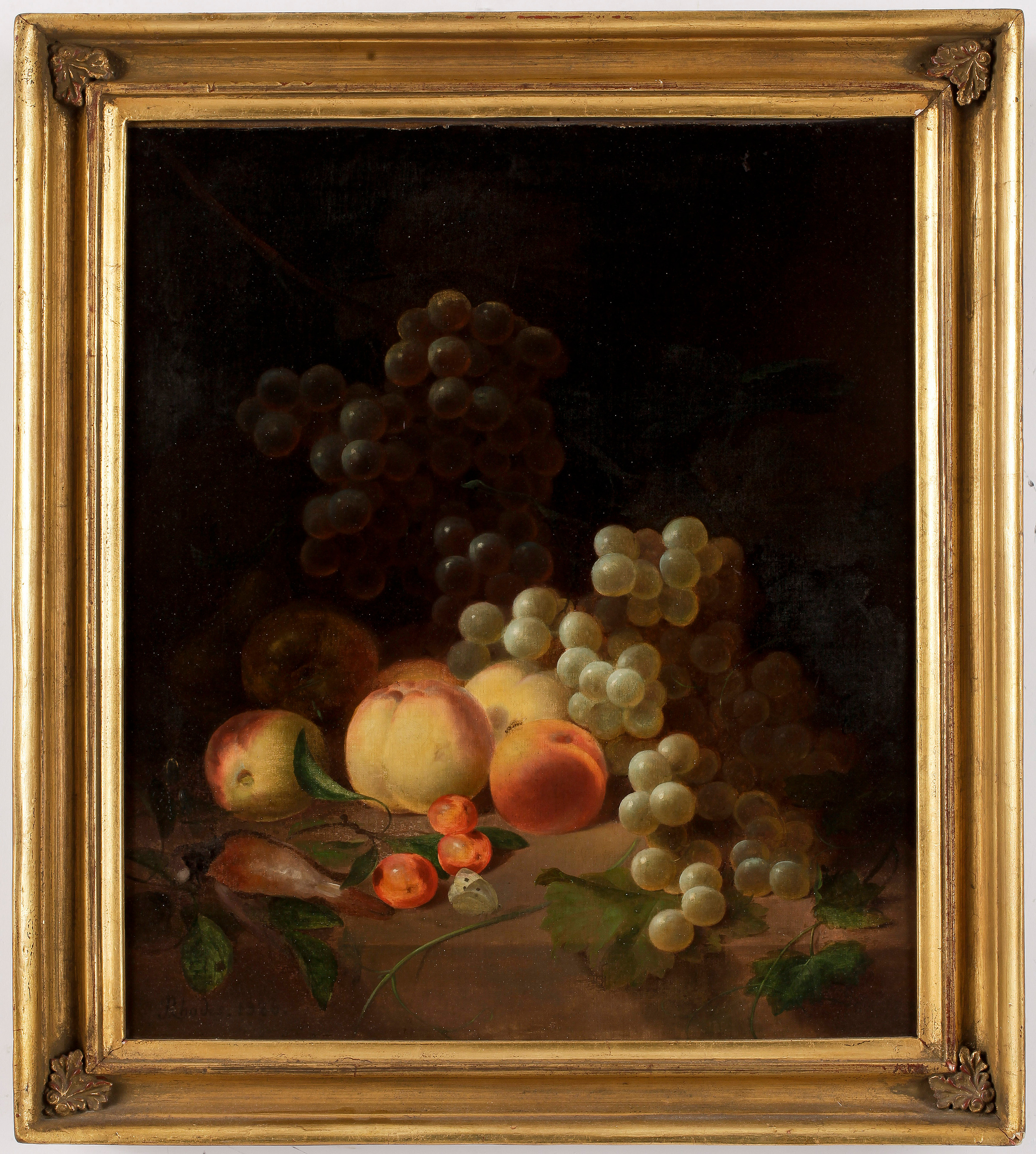 Joseph Rhodes, Still life with fruits, grapes and a dead bird. - Bukowskis