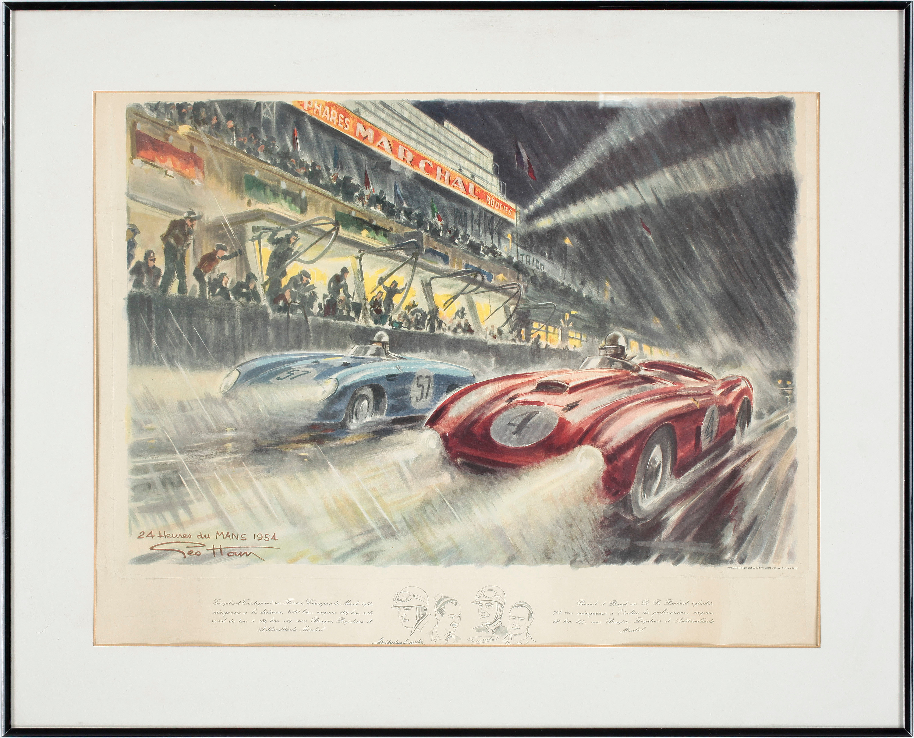 GEO HAM, grafiskt blad, "du MANS 1954", Paris. Imp. et Éditions A.A.T ...