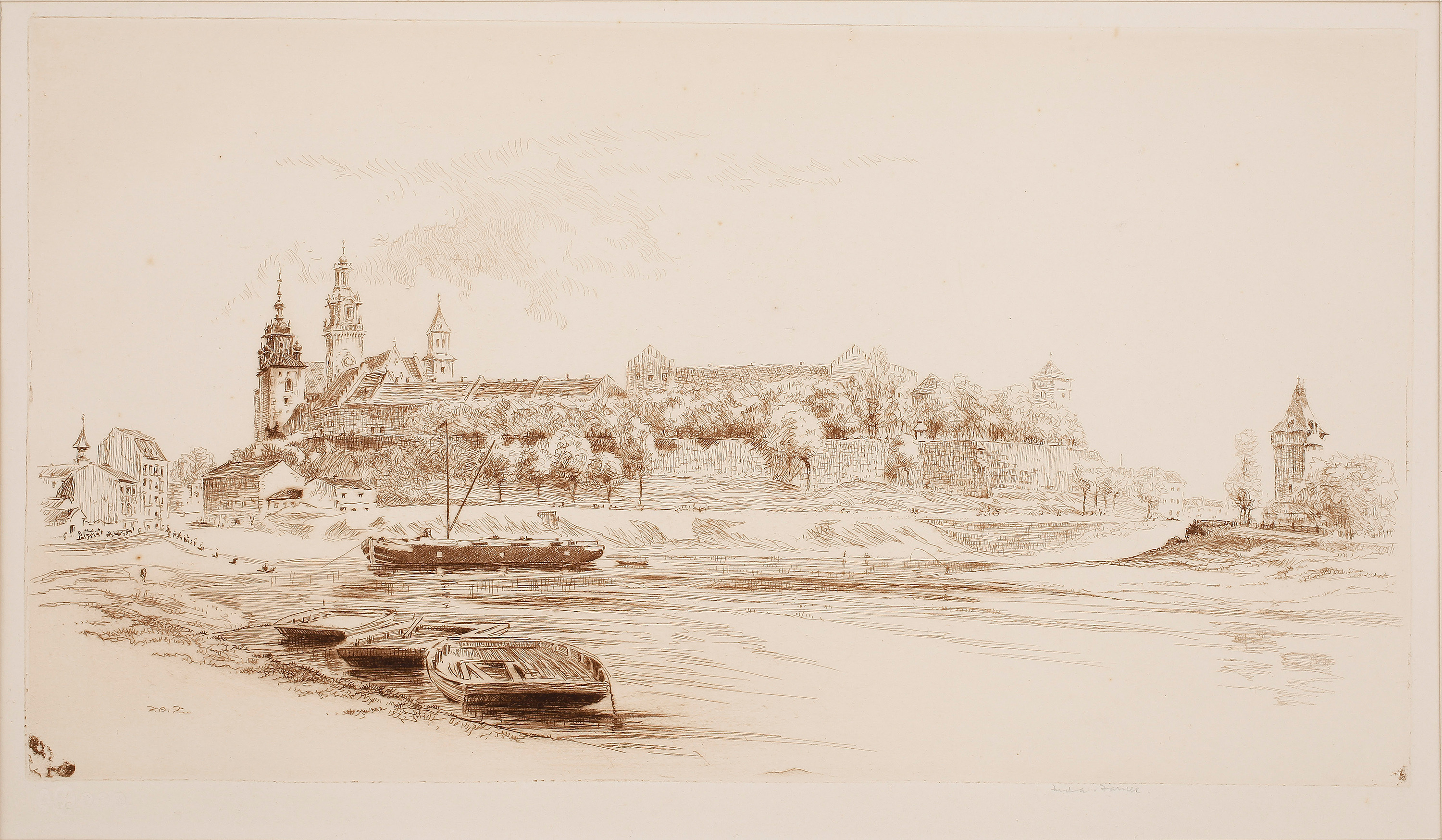 FREDERICK ARTHUR FARRELL, etsningar 8 st, i mapp "Poland and danzig ...