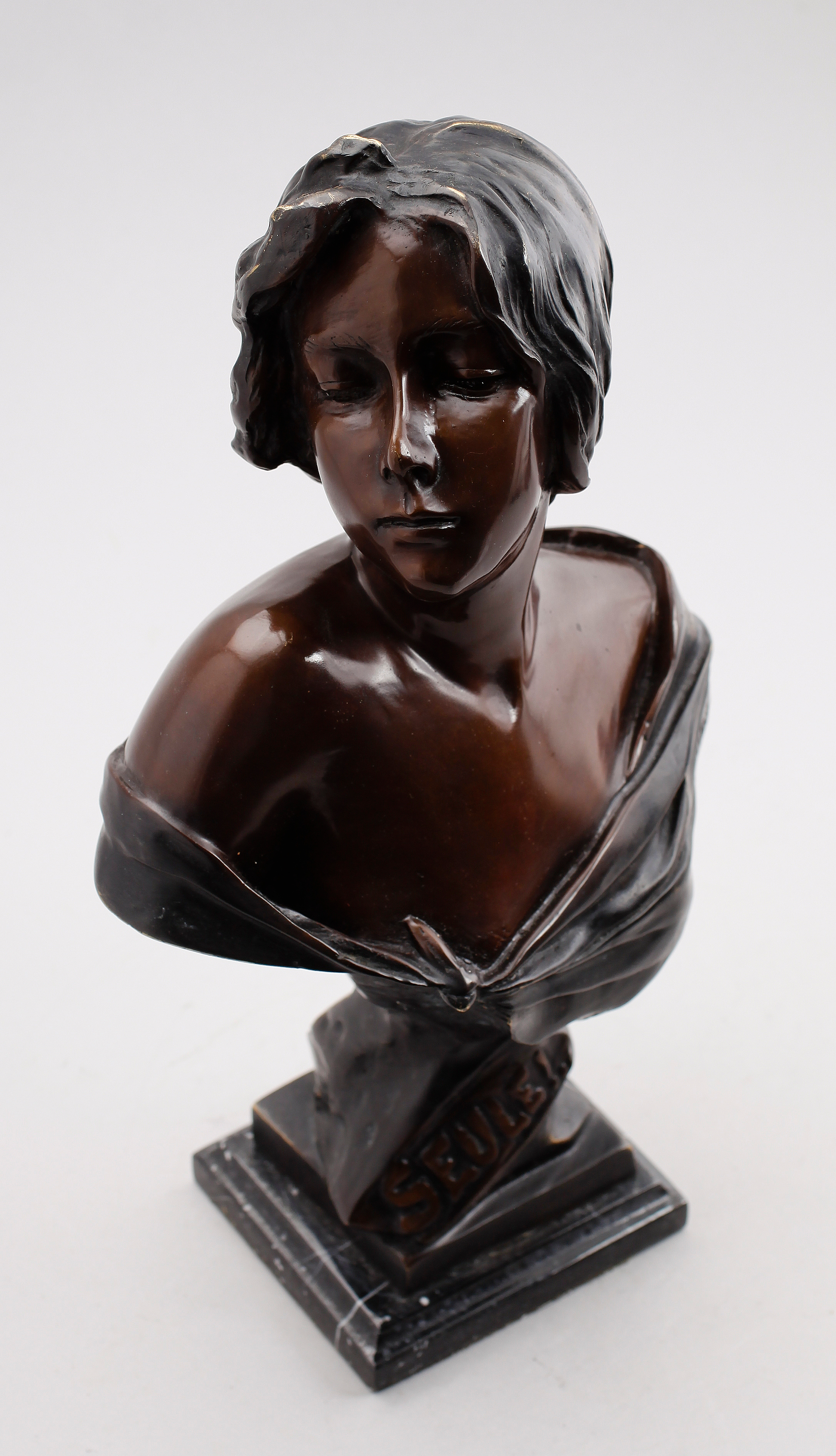 EMMANUEL VILLANIS, skulptur, brons, "Seule!", signerad, Frankrike, 1900 ...