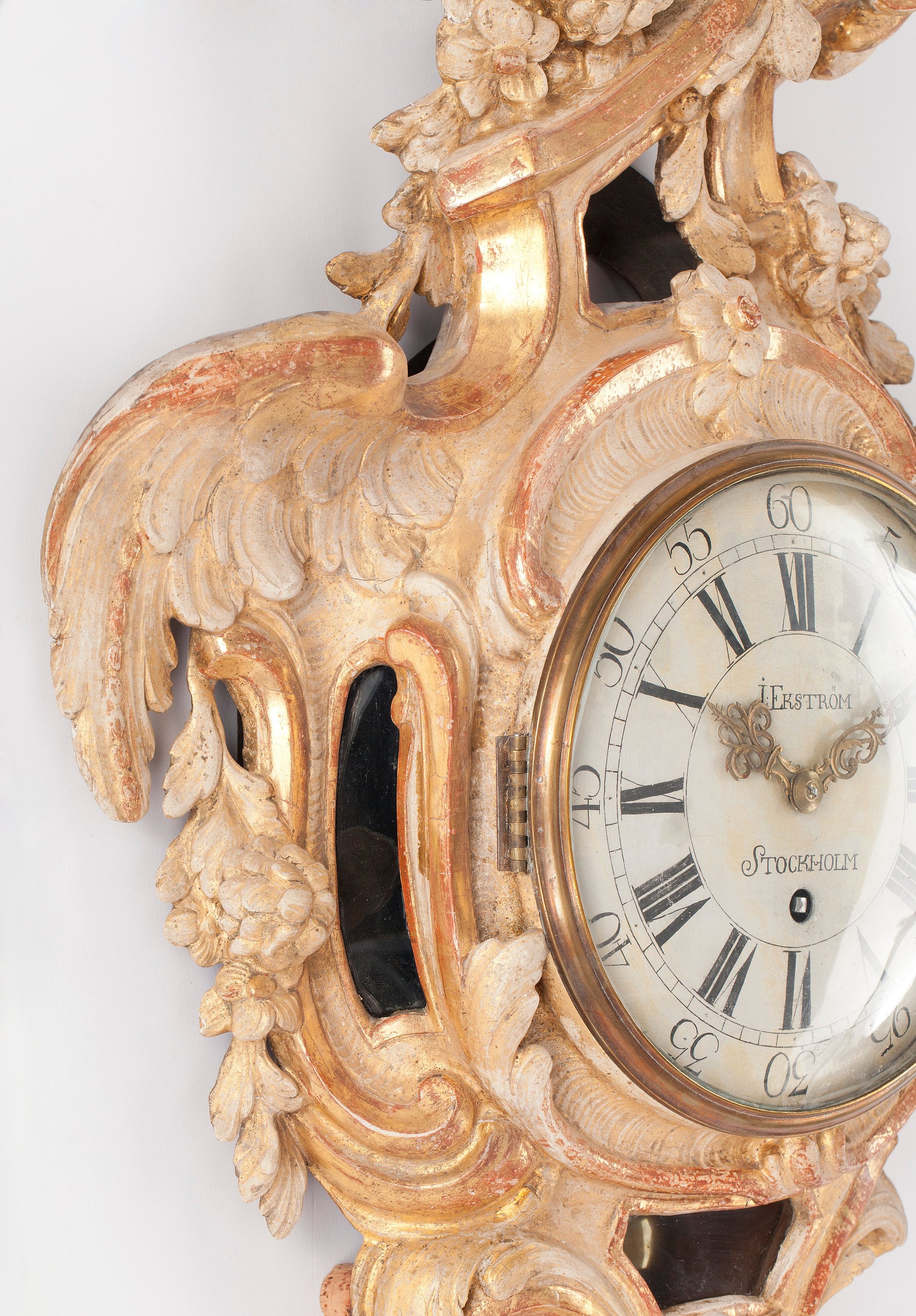 A Swedish Rococo 18th century wall clock by I. Ekström. - Bukowskis