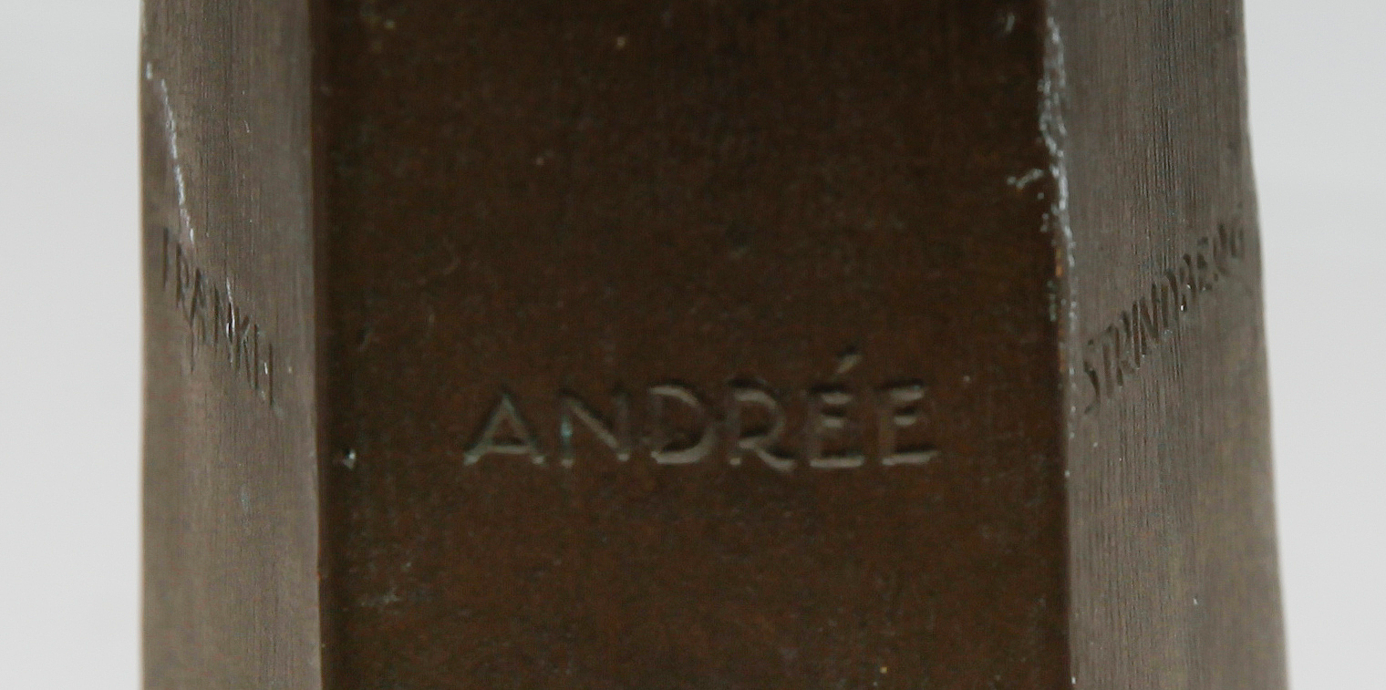 SKULPTUR, patinerad mässing, gravmonument till Andrée, Strindberg och ...