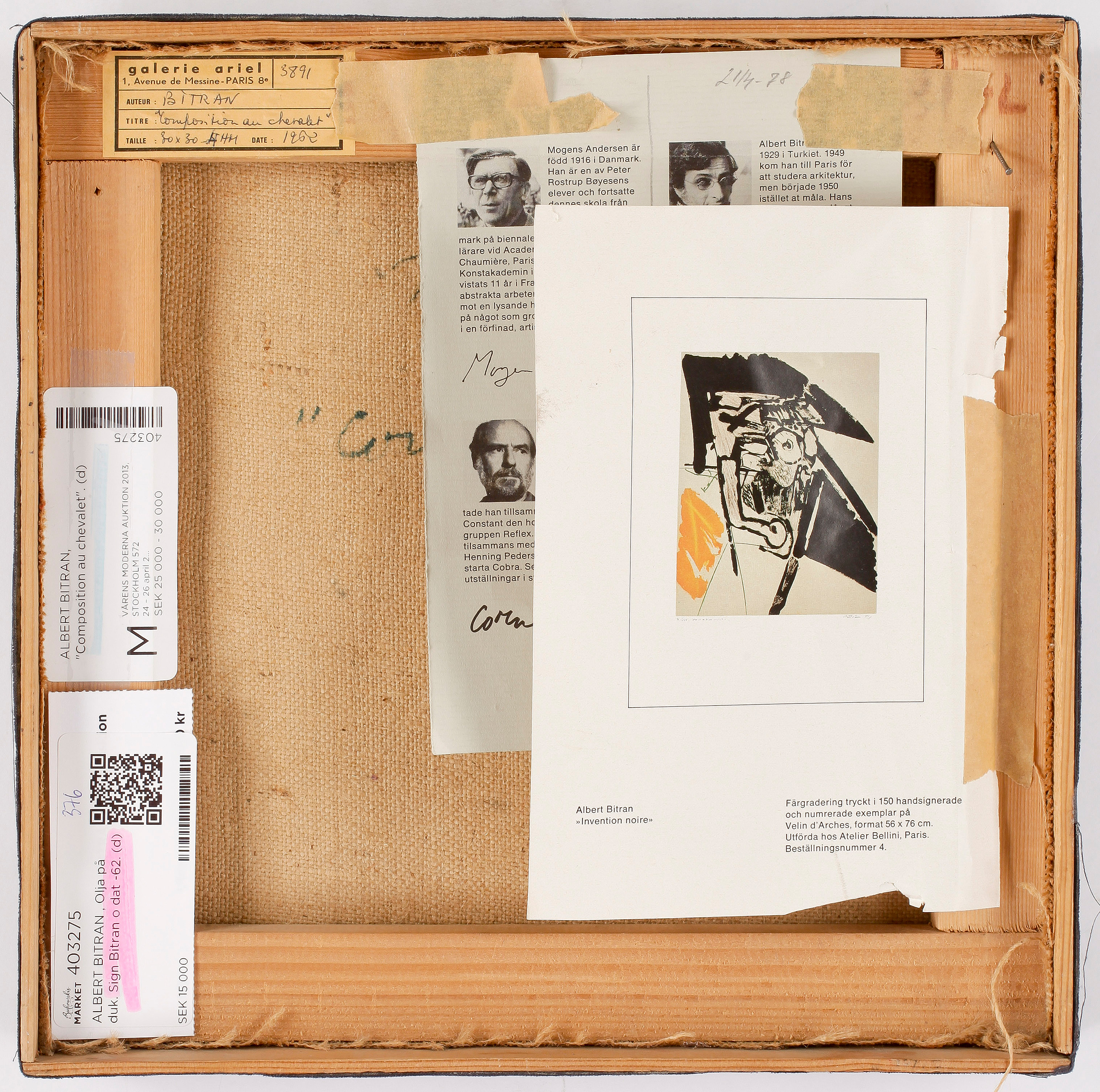 Albert Bitran, "Composition au chevalet". - Bukowskis