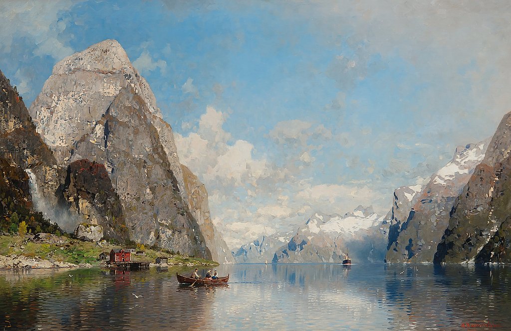 Georg Anton Rasmussen, VIEW OF A FJORD. - Bukowskis