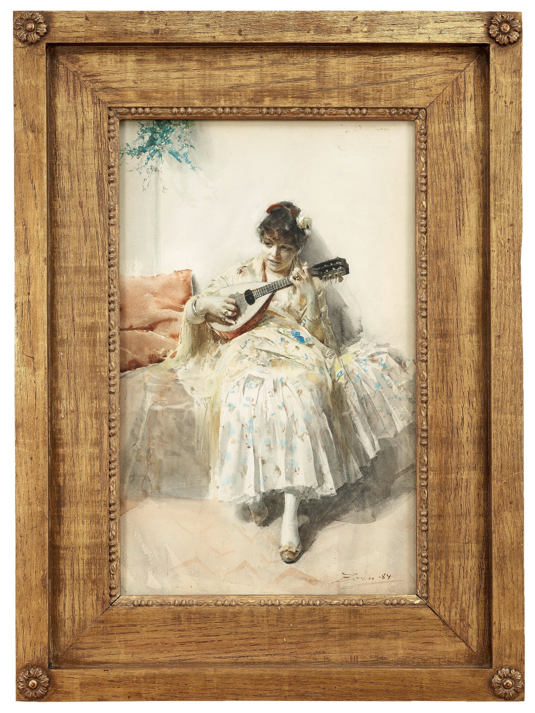 Anders Zorn, "Mandolinspelerskan" (Girl playing mandolin). - Bukowskis
