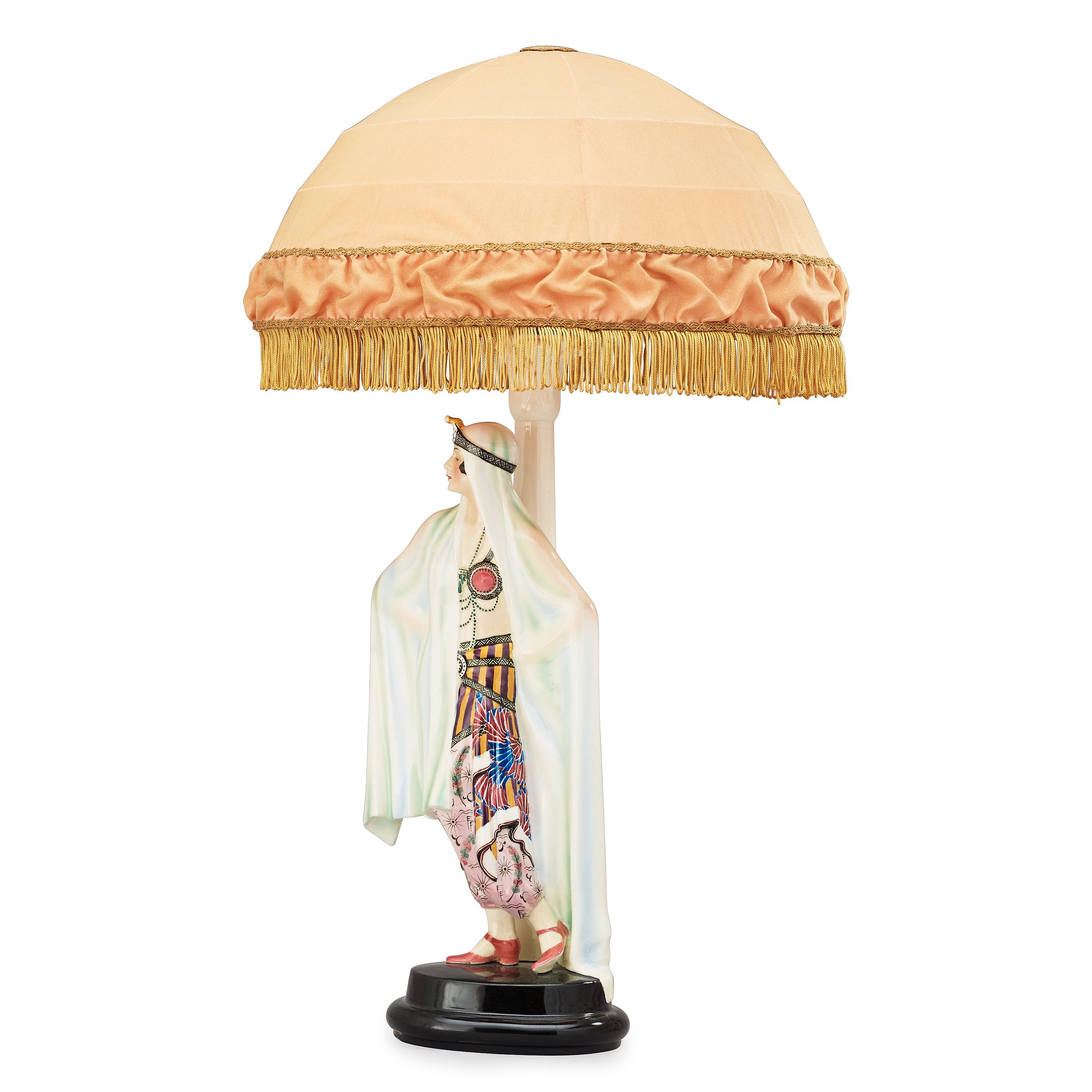 A Josef Lorenzl creamware table lamp, Goldscheider, Vienna 1920's ...