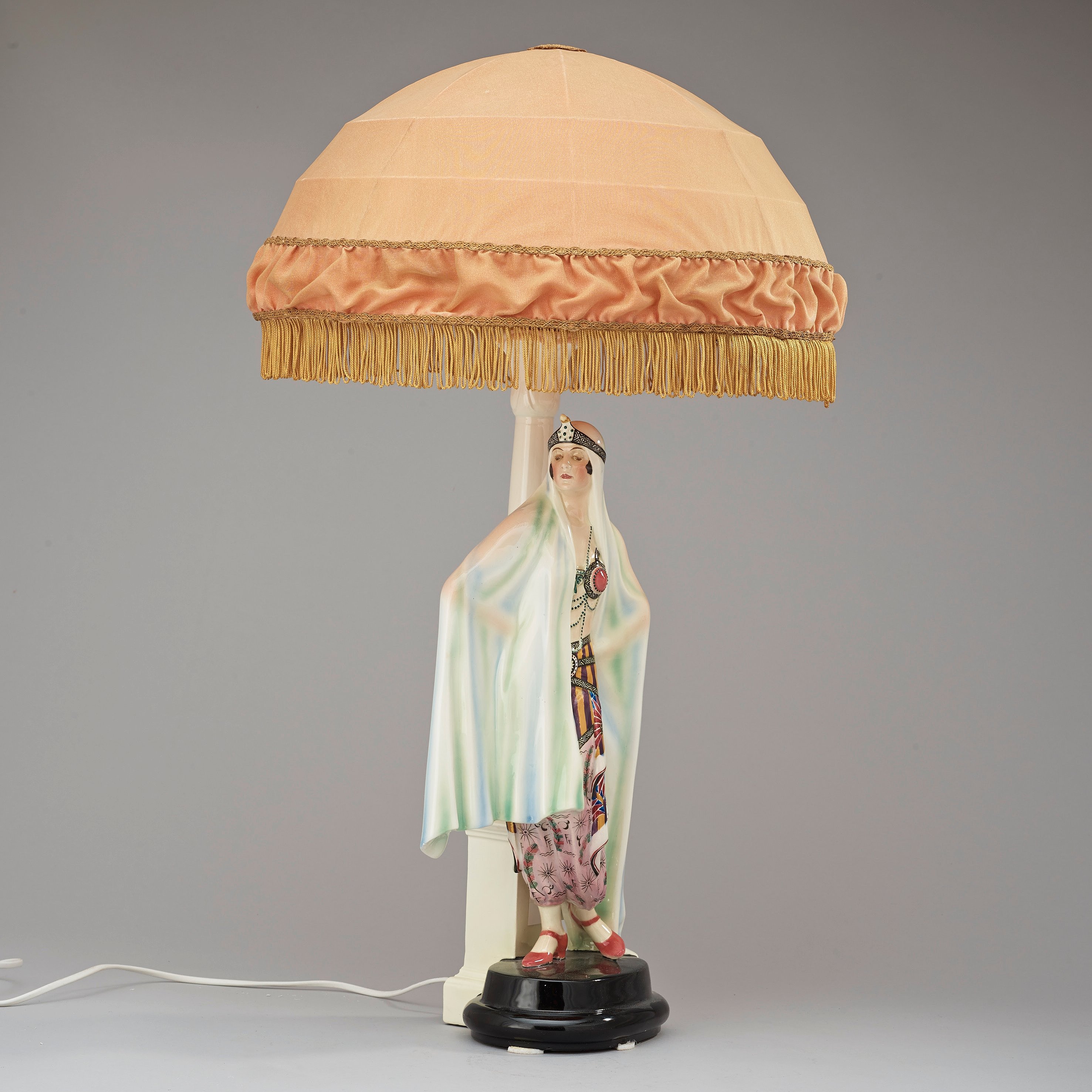 A Josef Lorenzl creamware table lamp, Goldscheider, Vienna 1920's ...