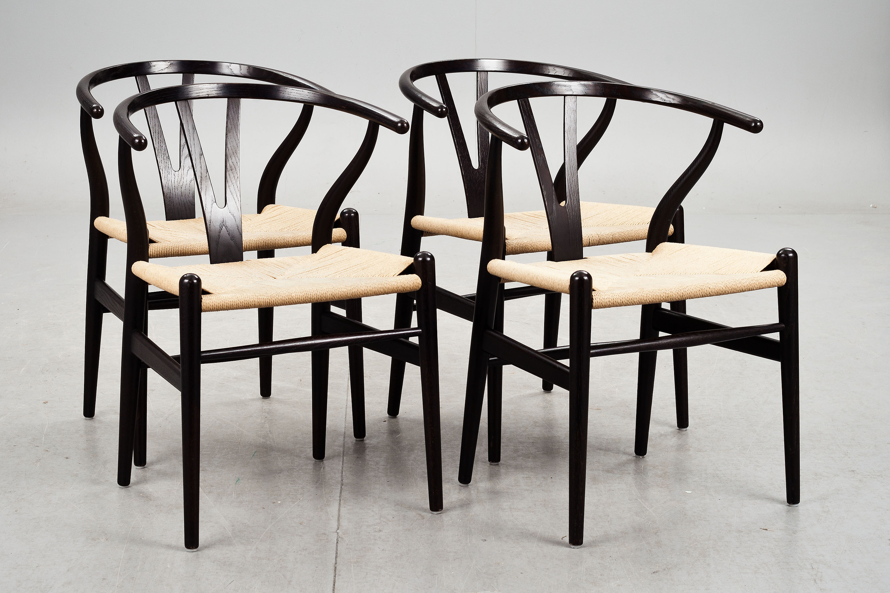 KARMSTOLAR, 4 st, Y-stolen, formgivna av Hans Wegner 1950, tillverkade ...