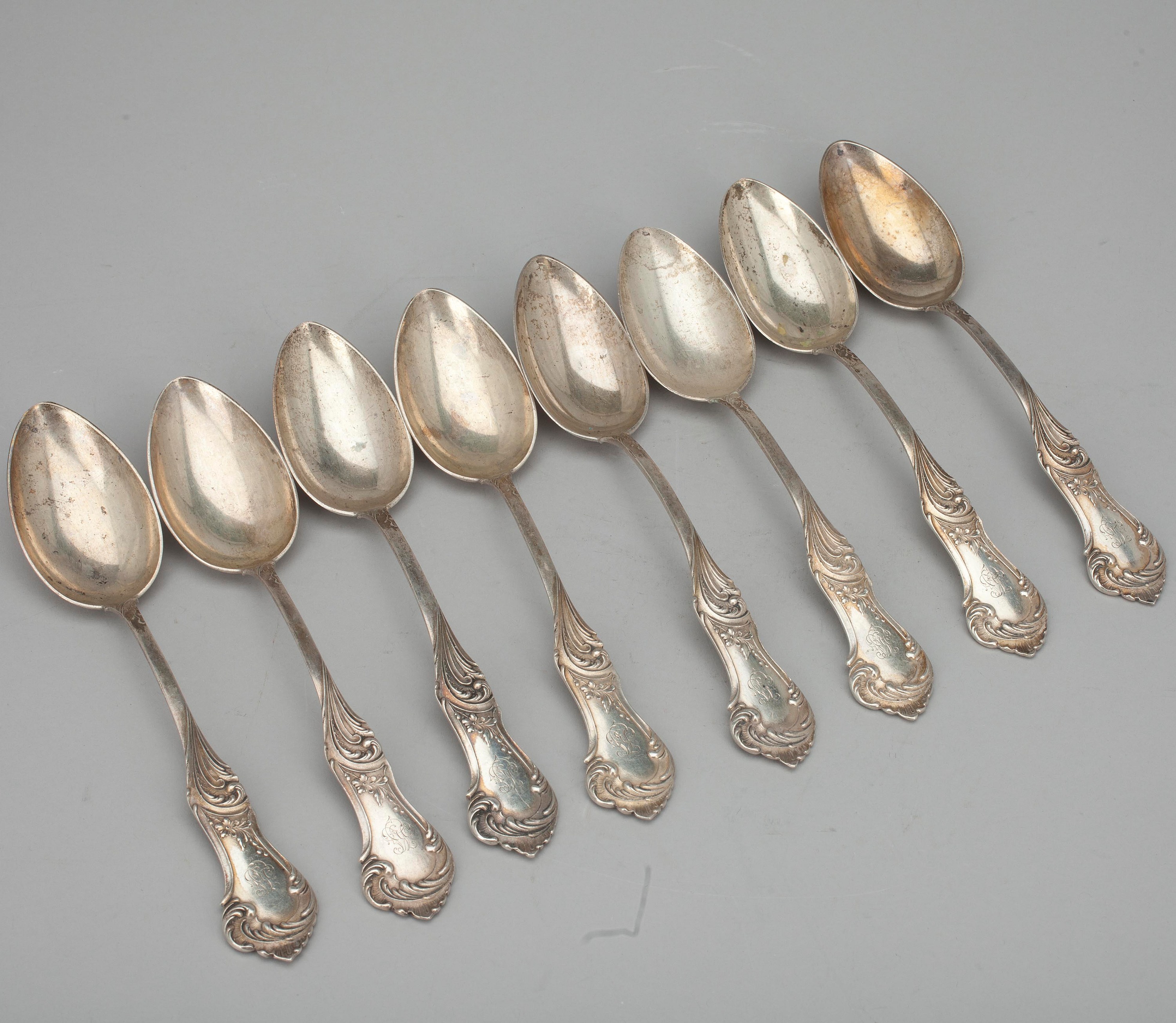 SKEDAR, 8 st, silver, Johan Viktor Aarne, Wiborg 1915. Vikt 540 g ...