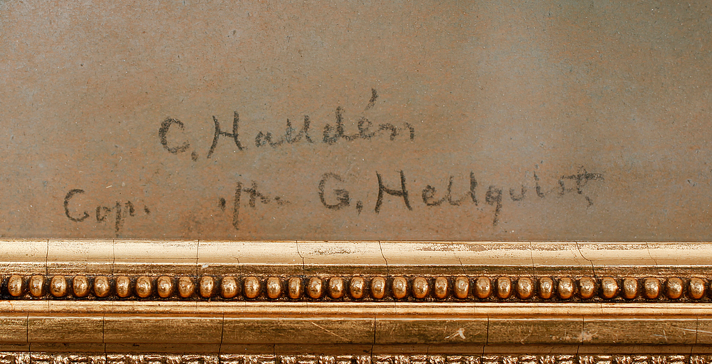 OKÄND KONSTNÄR, kopia efter G Hellquist, pastell, signerad C Halldén ...