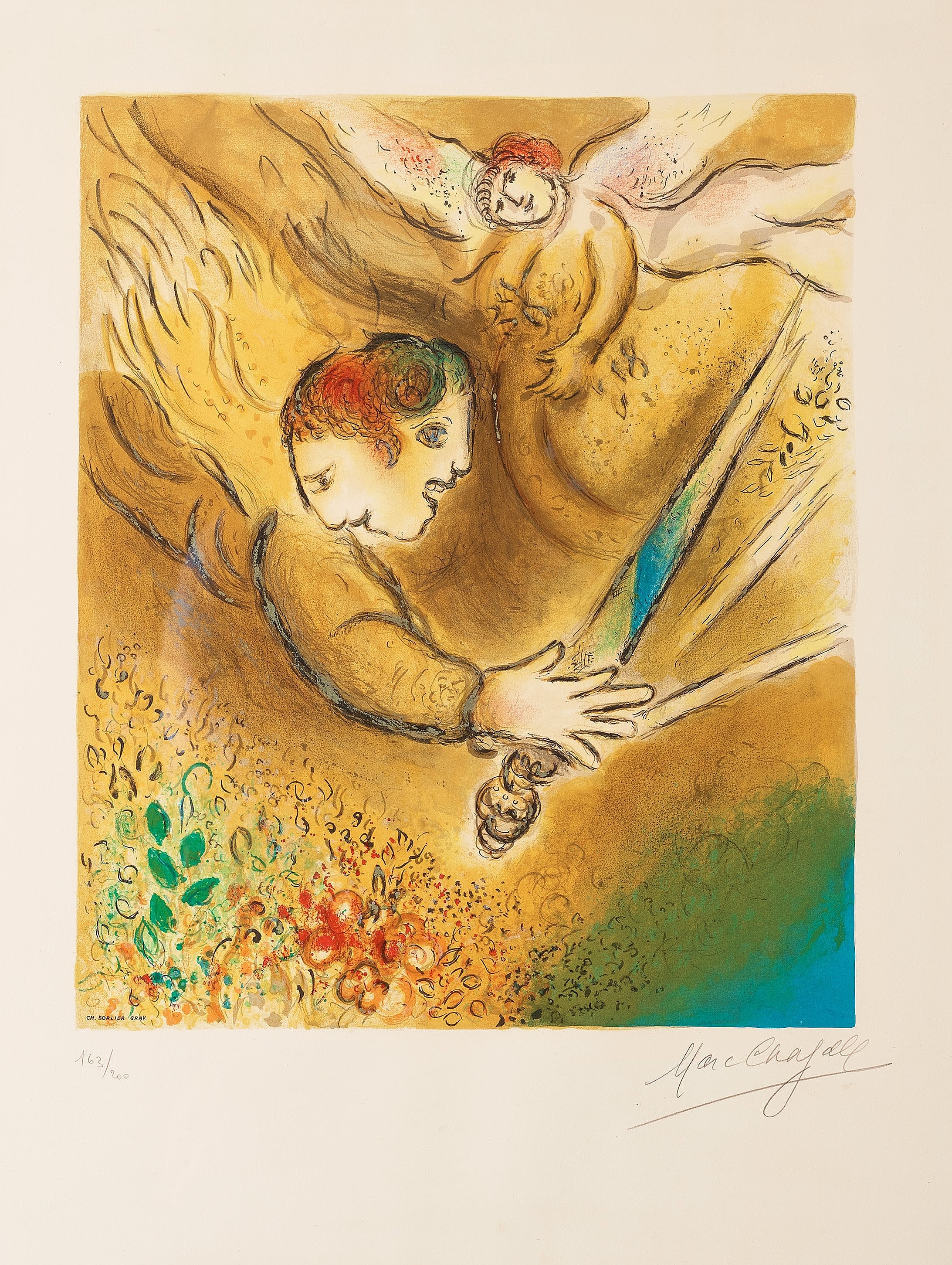MARC CHAGALL, Färglitografi, 1974, av Charles Sorlier efter Marc ...