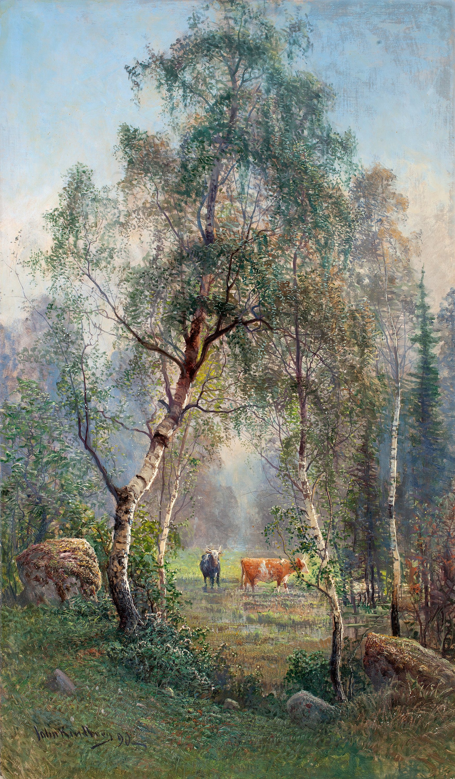 Johan (John) Kindborg, Summer landscape with cattle. - Bukowskis