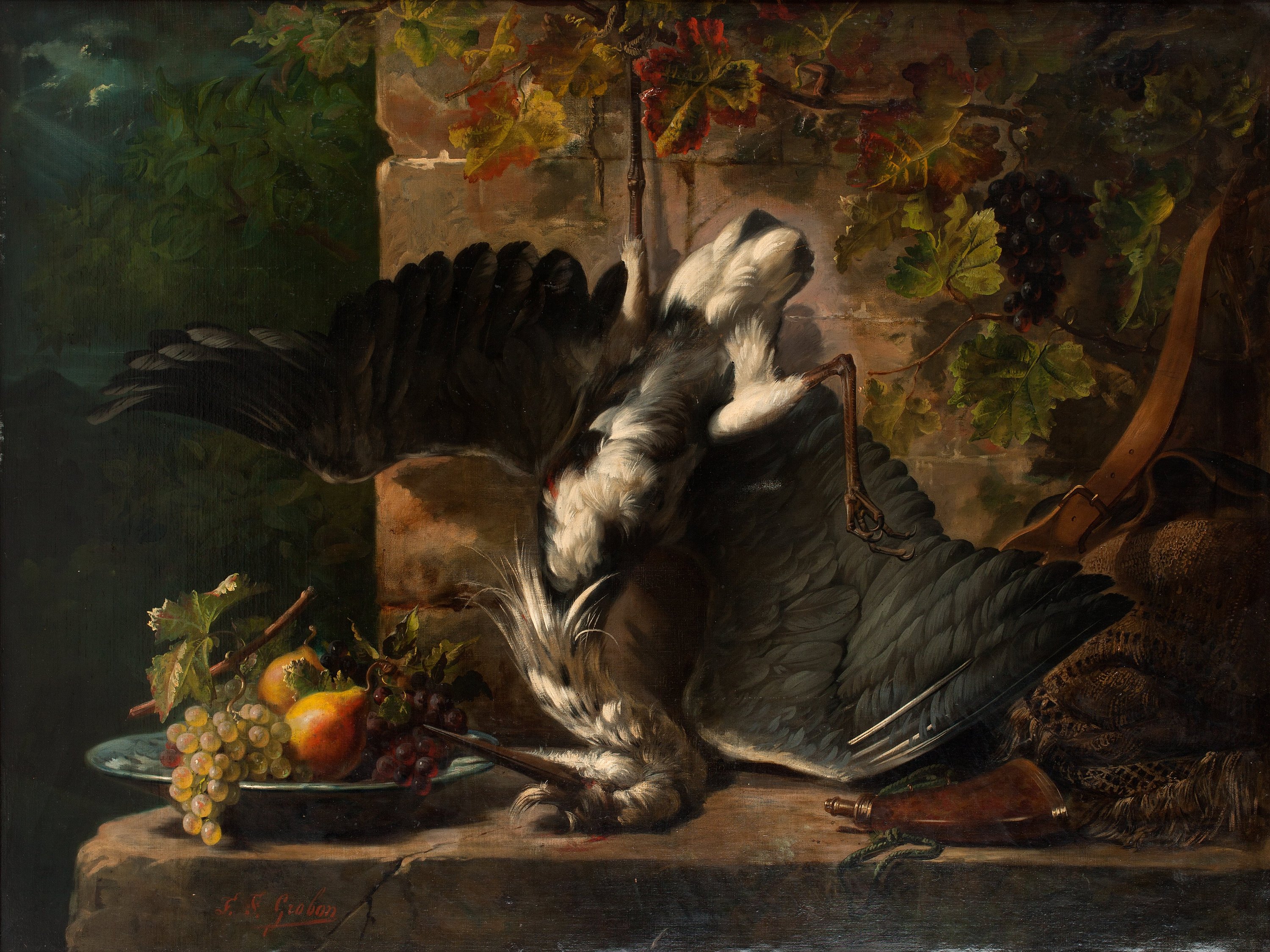 Francis Frédéric Grobon, Still life with heron. - Bukowskis