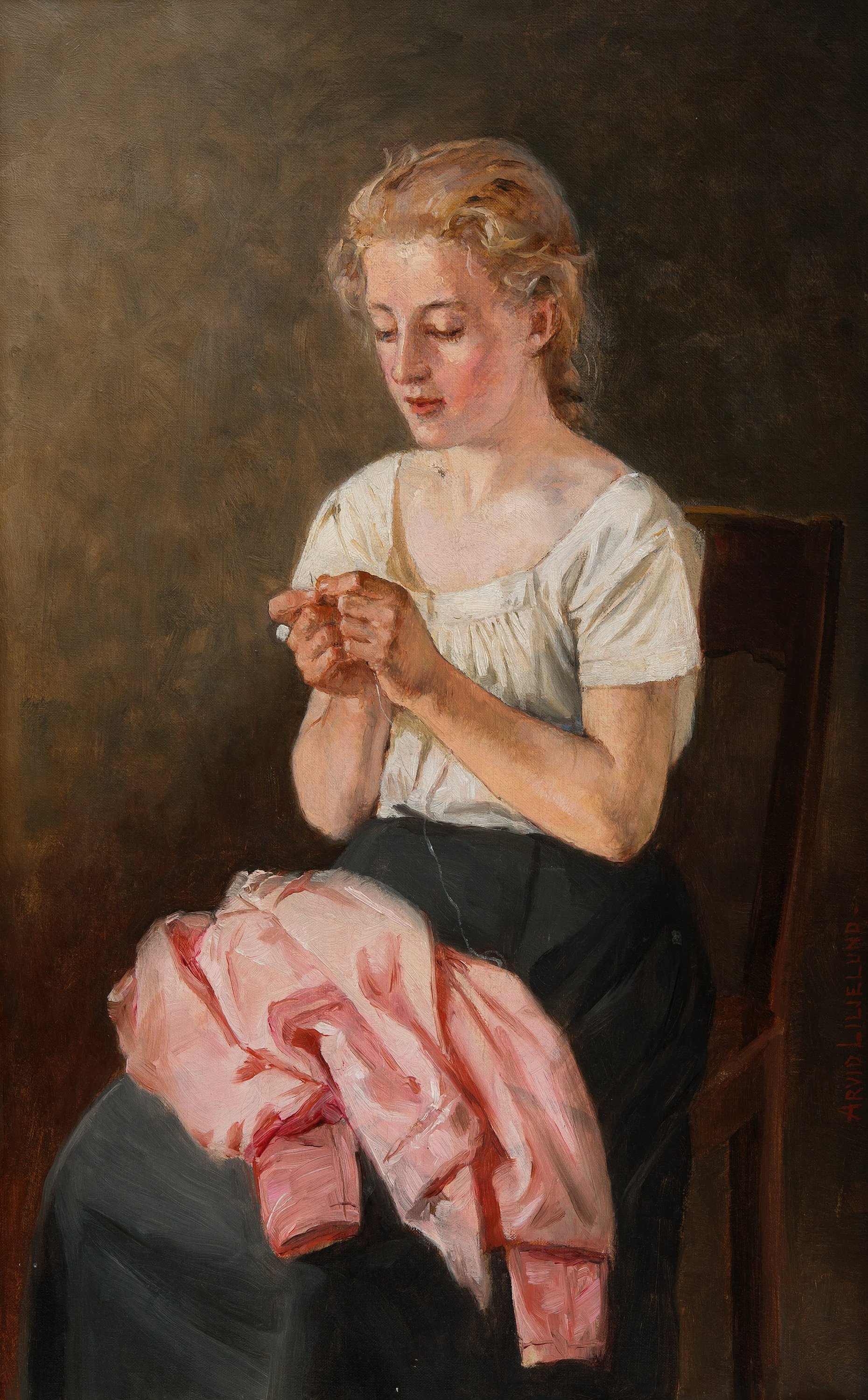 Arvid Liljelund, "SEWING GIRL". - Bukowskis