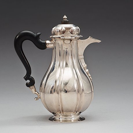 A German 18th century silver coffee-pot, marks of Gottfried Johan Boden ...