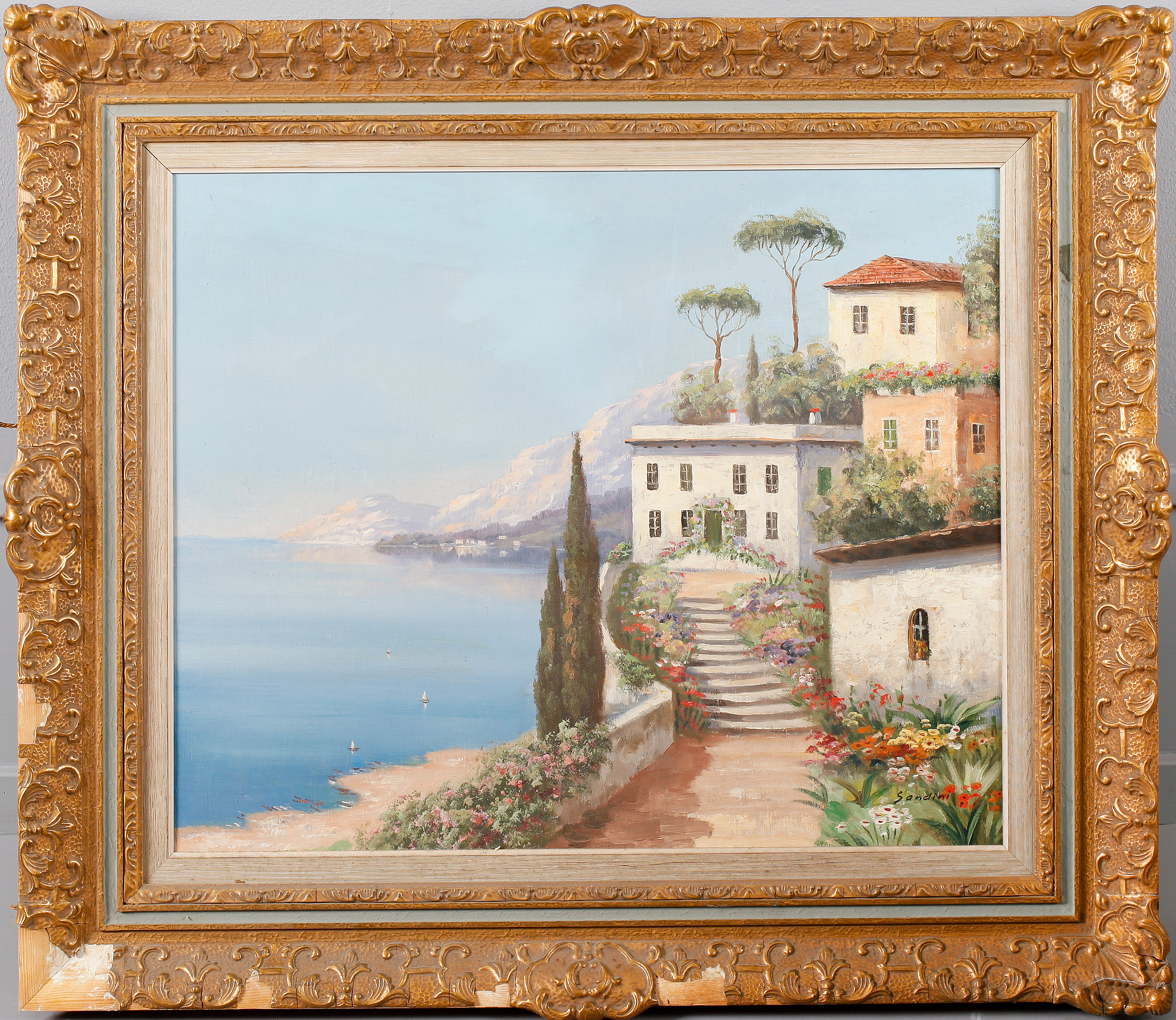 OKÄND KONSTNÄR, olja på duk, signerad Sandini, Italien, 1900-talets ...