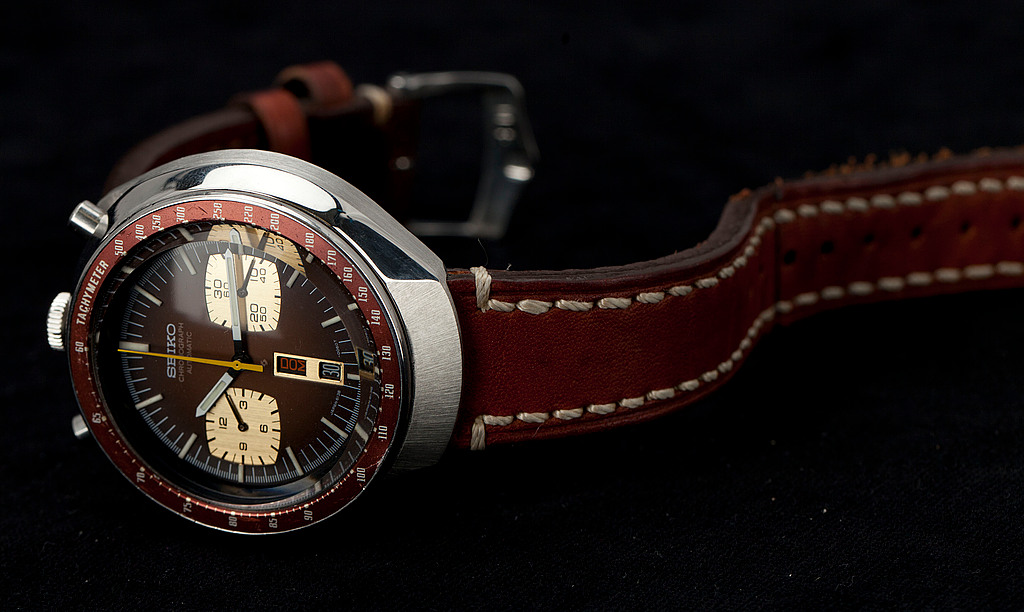 ARMBANDSUR, herr, Seiko, "Bull Head" Chronograph Automatic. 1960-tal ...