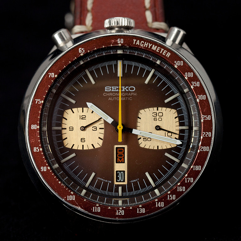 ARMBANDSUR, herr, Seiko, "Bull Head" Chronograph Automatic. 1960-tal ...