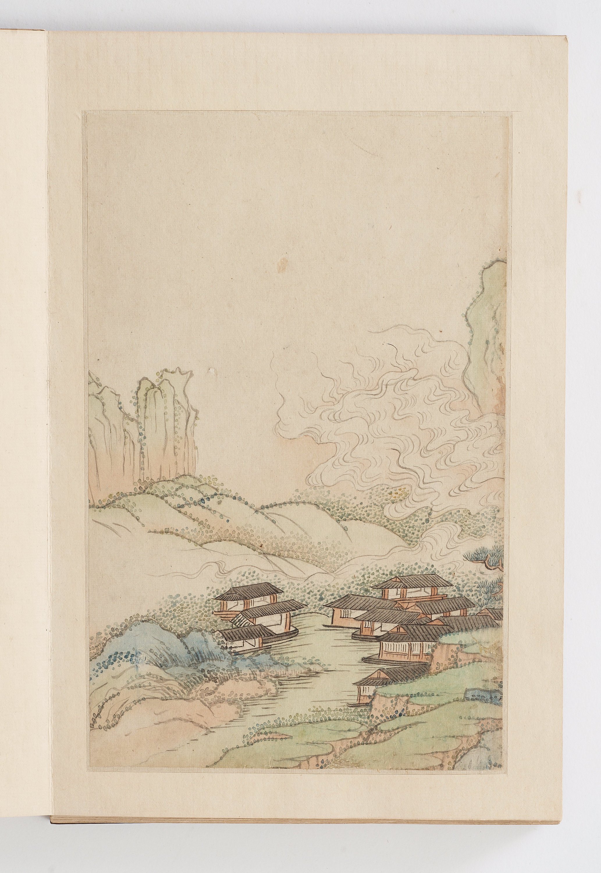 An album with eight landscape paintings, copies after Gu Fang (Gu ...