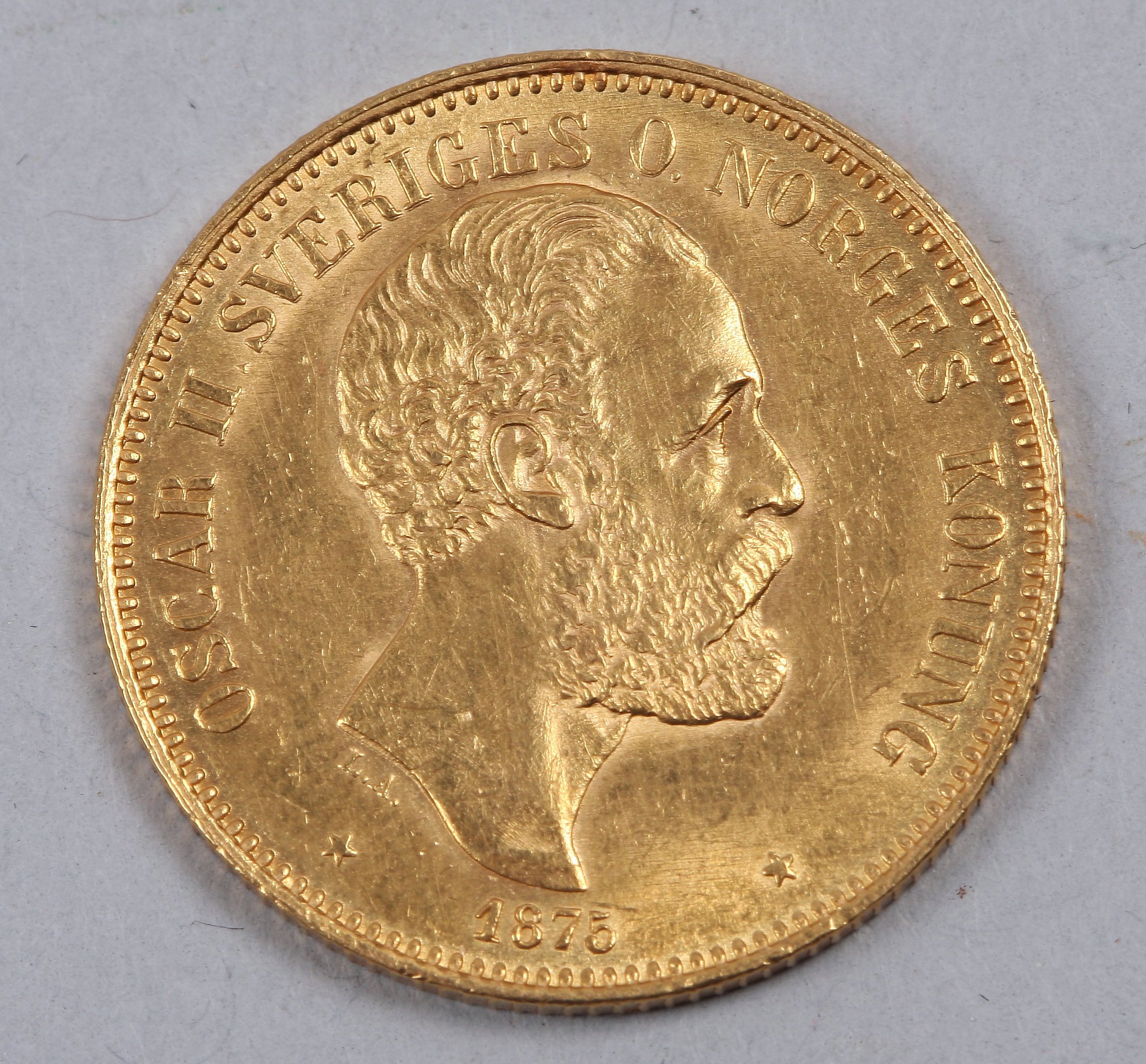 GULDMYNT. Sverige och Norge, 20 Kr, 1875. - Bukowskis