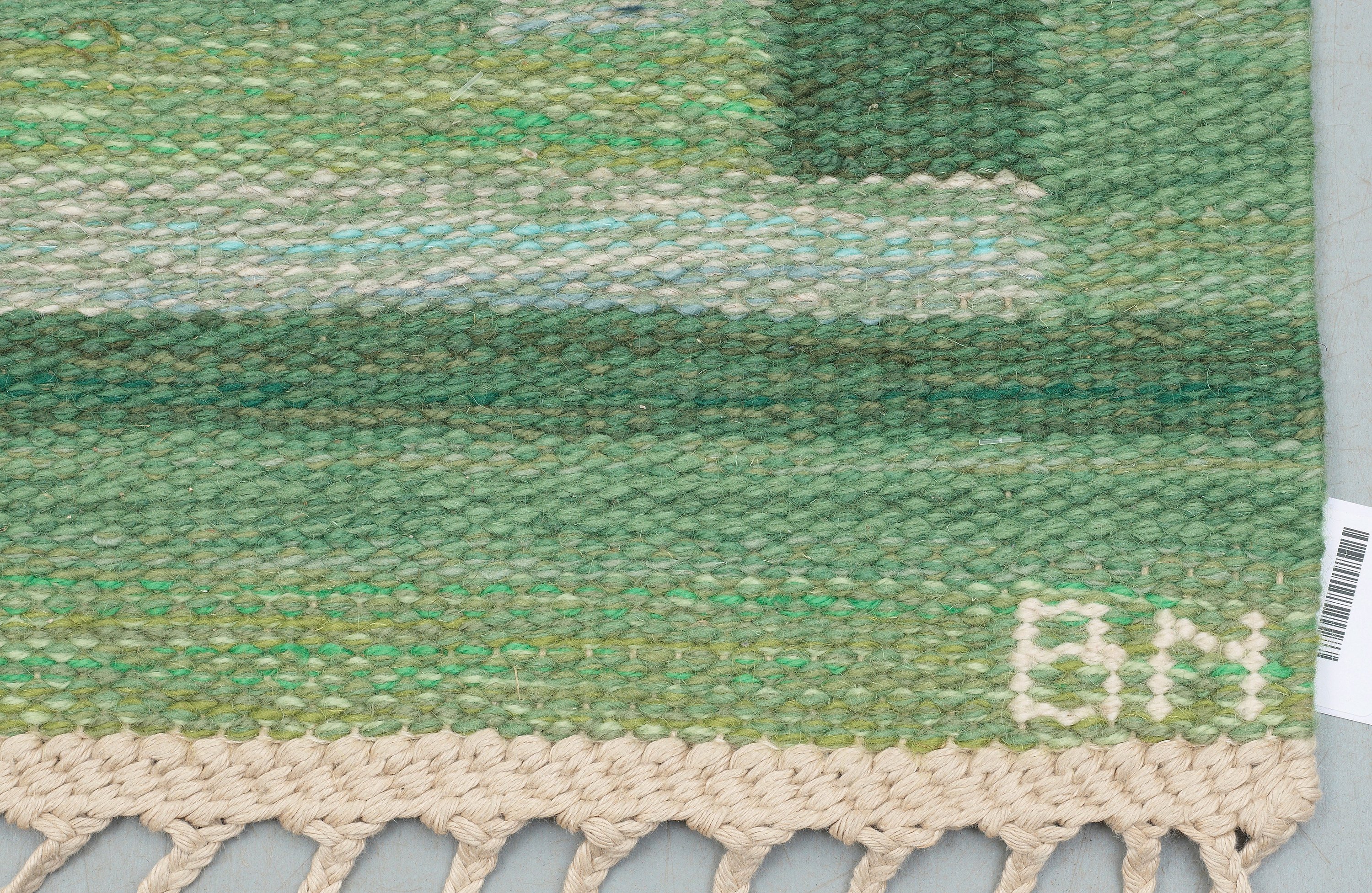 RUG. "Ostia grön". Flat weave. 203 x 141 cm. Signed AB MMF BN. - Bukowskis