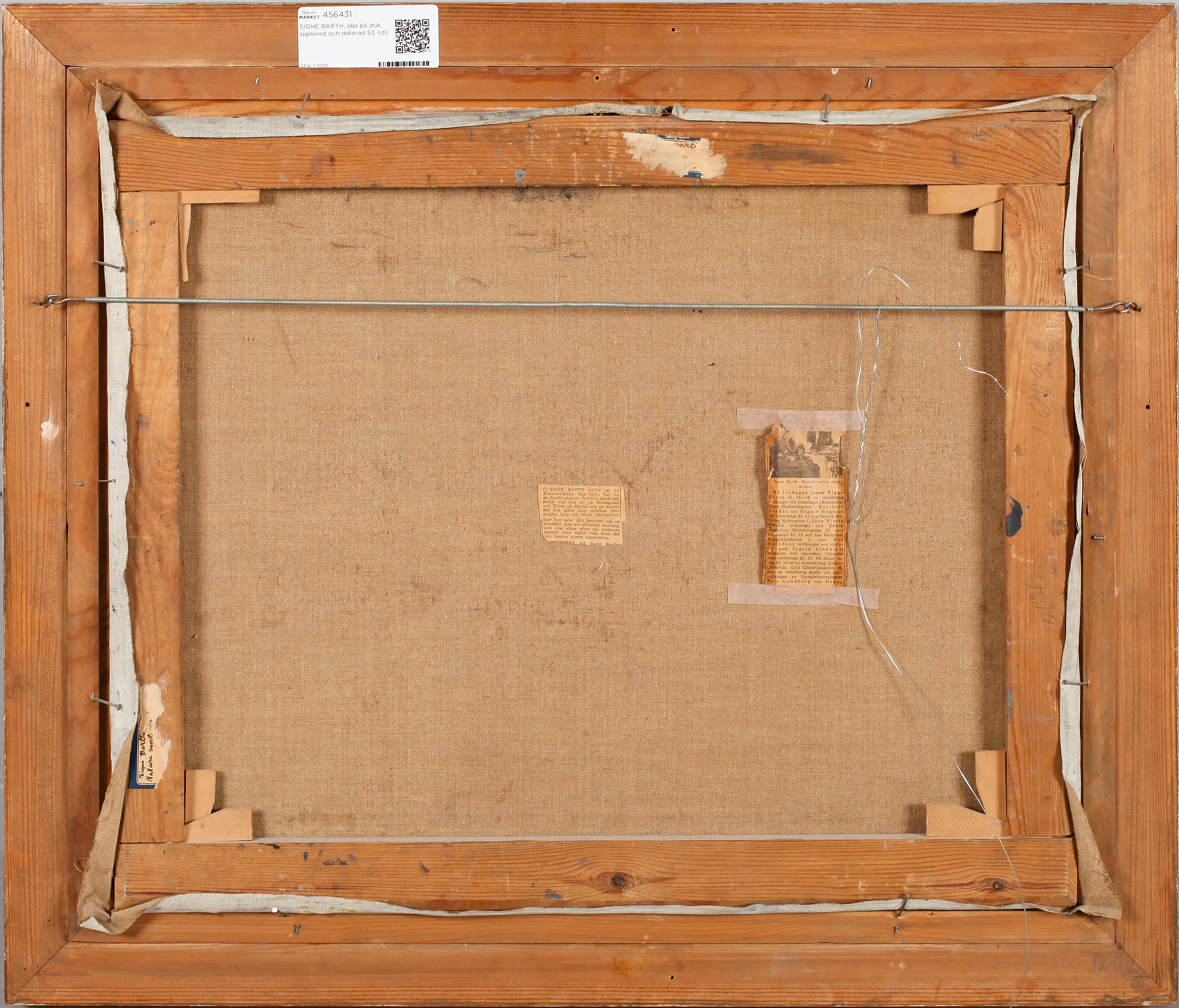 SIGNE BARTH, olja på duk, signerad och daterad 53. - Bukowskis