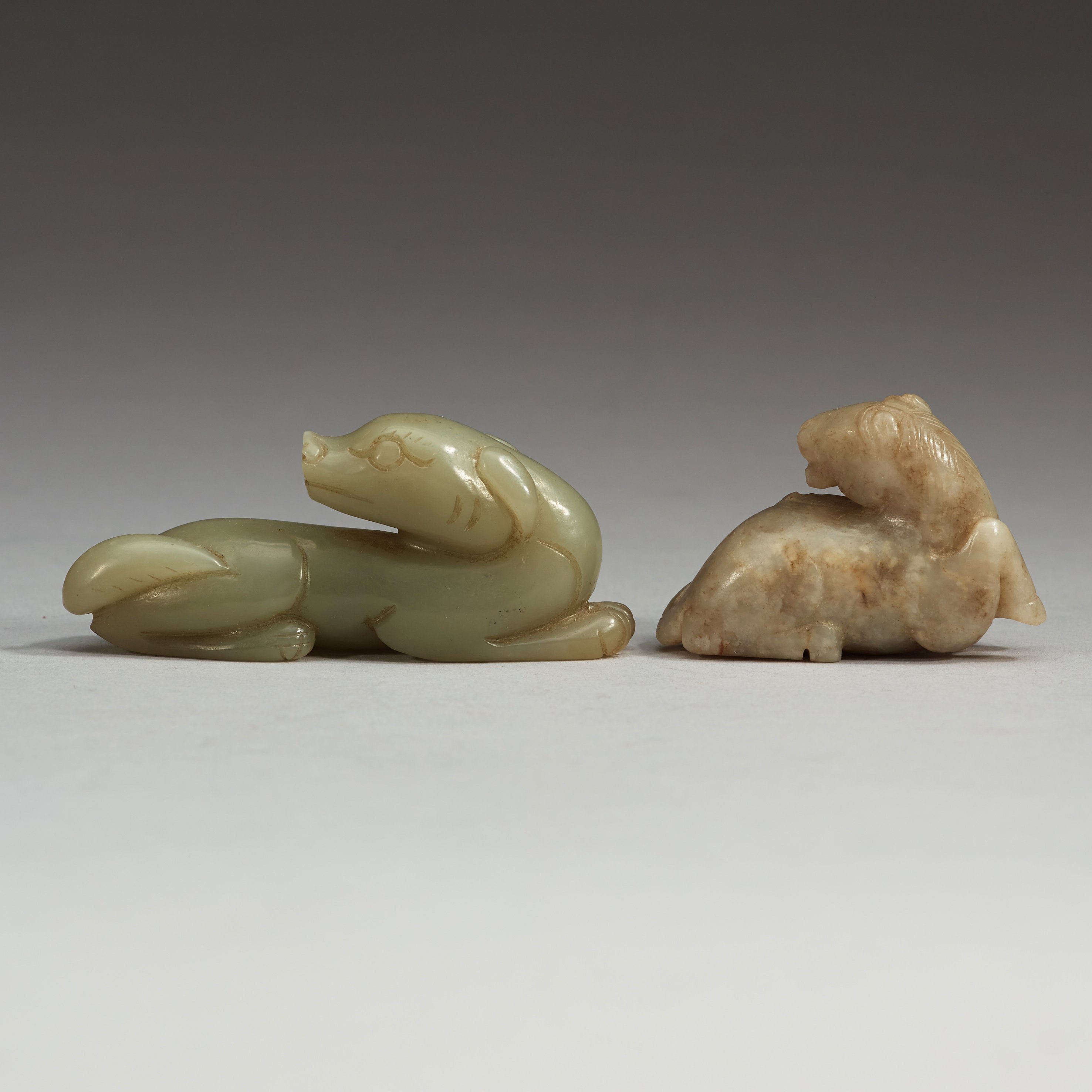 Two carved nephrite figures of animals, Qing dynasty (1644-1912 ...
