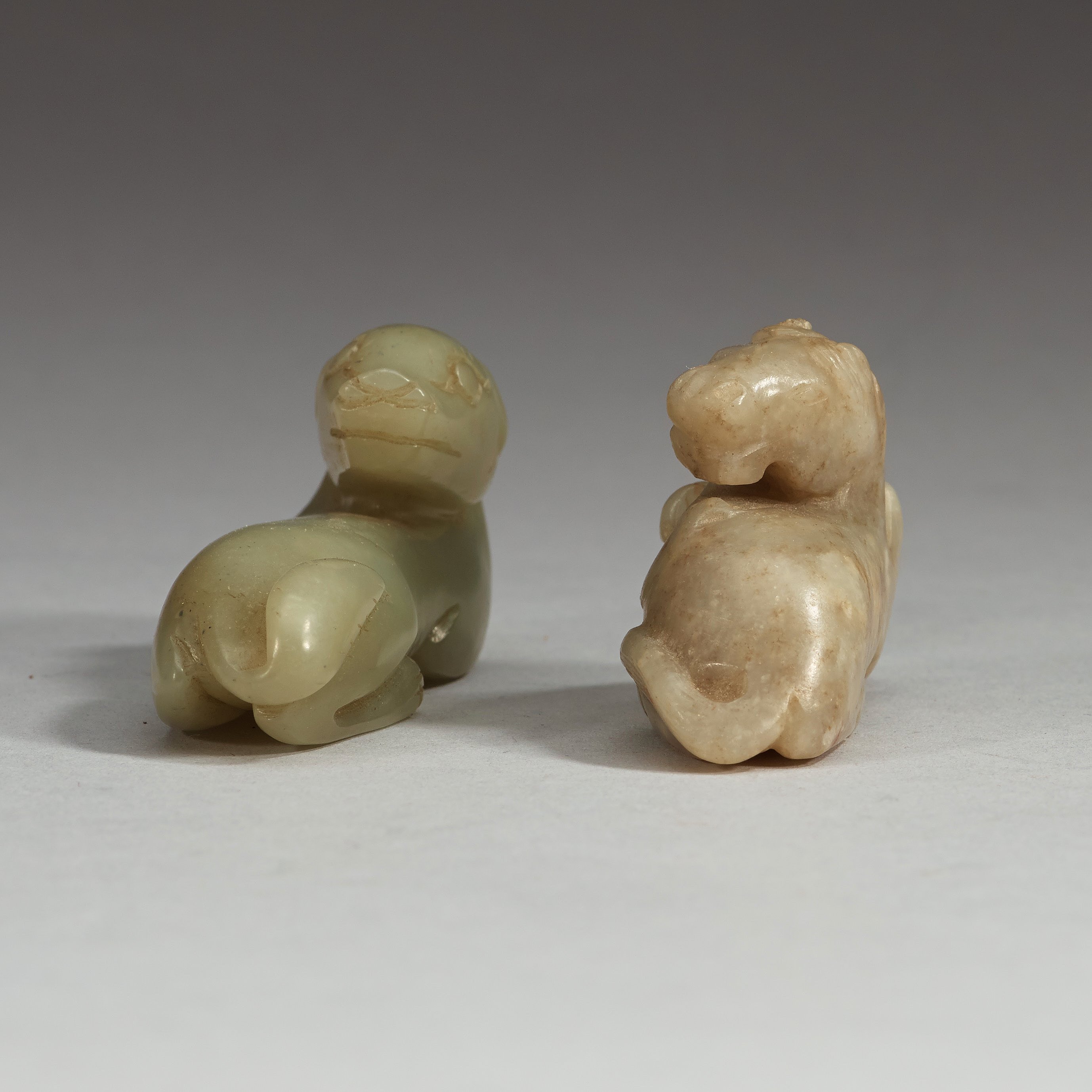 Two carved nephrite figures of animals, Qing dynasty (1644-1912 ...