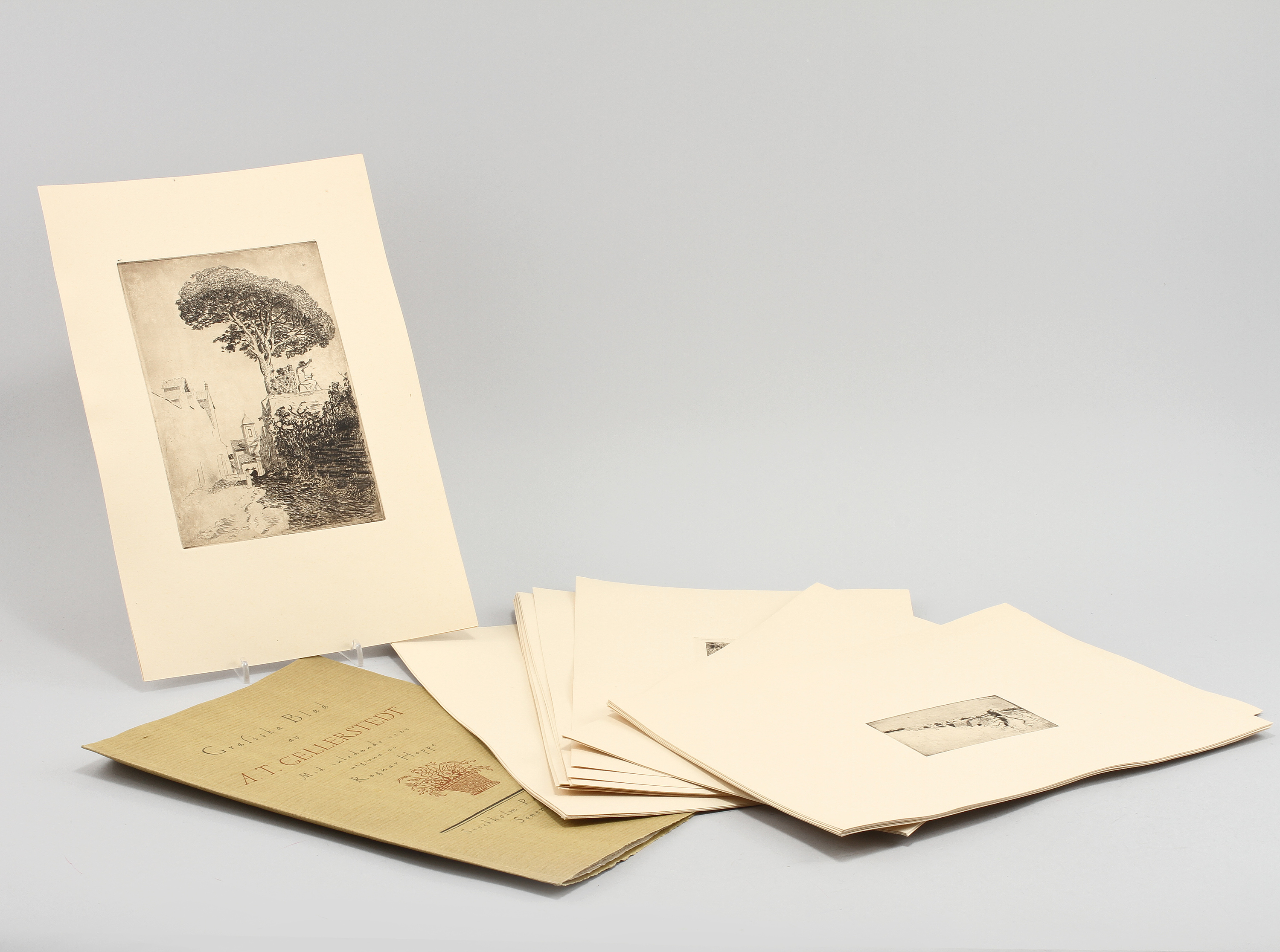 ALBERT THEODOR GELLERSTEDT, mapp med grafiska blad 30 st, Stockholm P.A ...