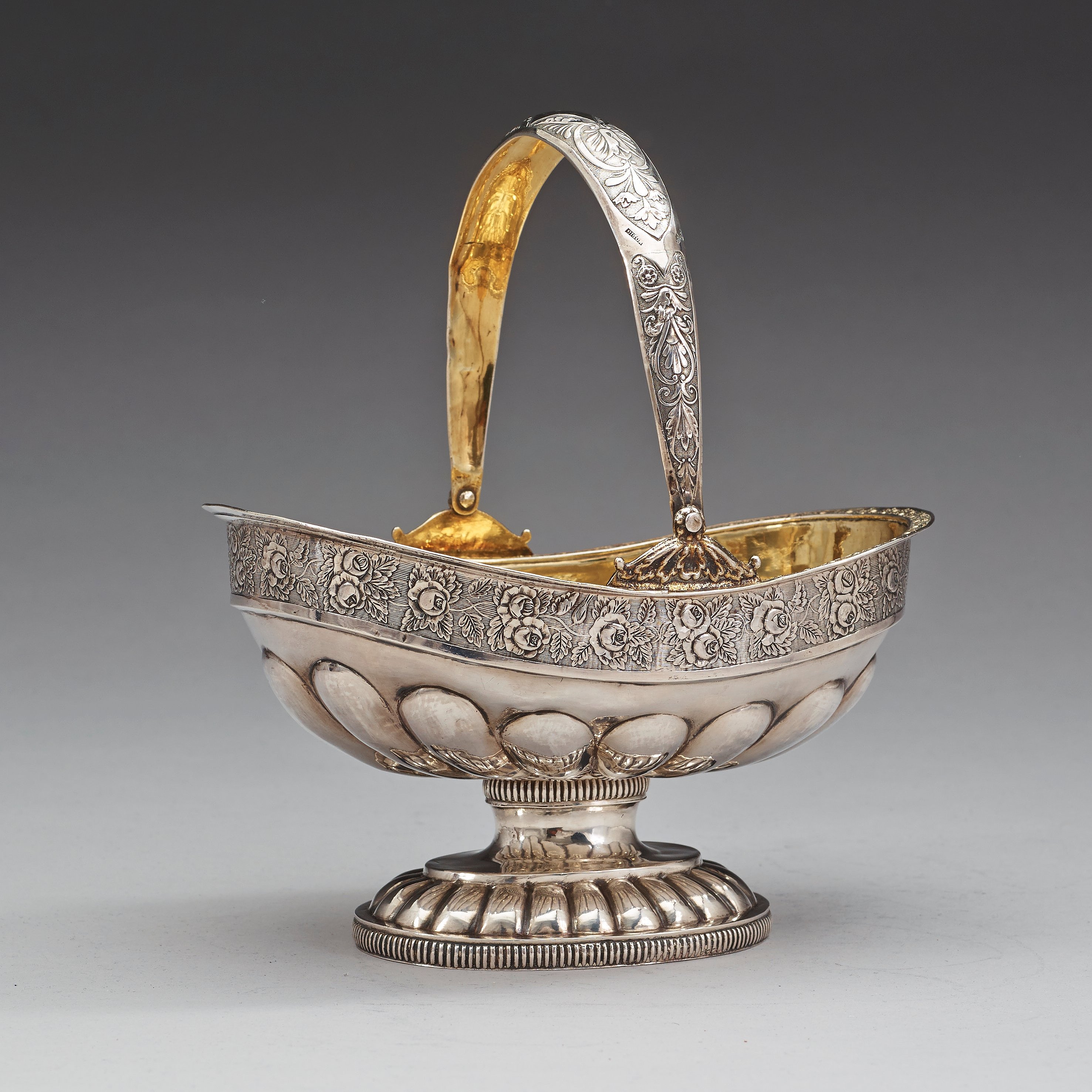 A Russian 19th century parcel-gilt basket, marks of Elias Modig, St ...