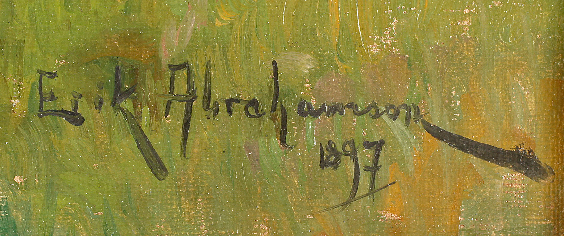 ERIK ABRAHAMSSON. Sign Erik Abrahamsson o dat 1897. Olja på duk ...