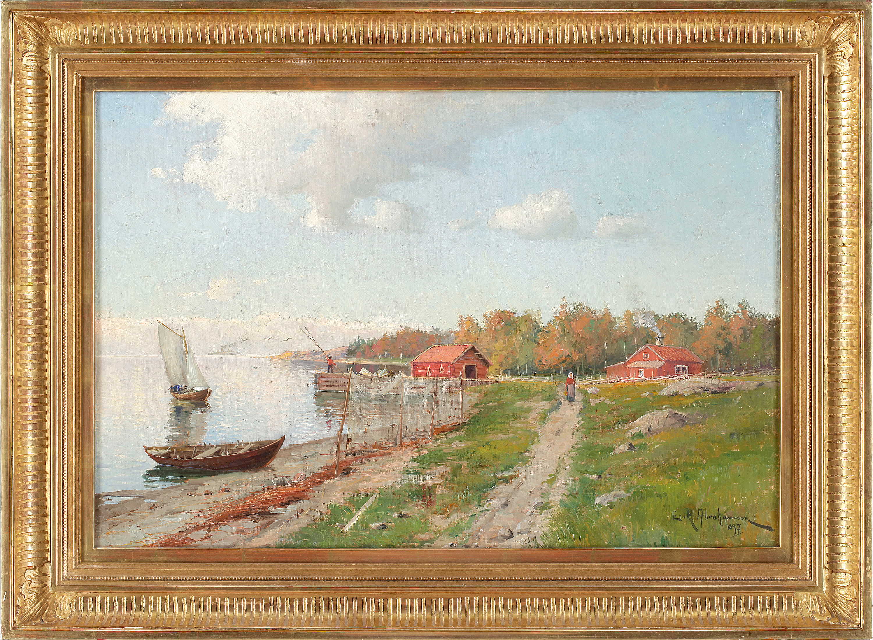 ERIK ABRAHAMSSON. Sign Erik Abrahamsson o dat 1897. Olja på duk ...