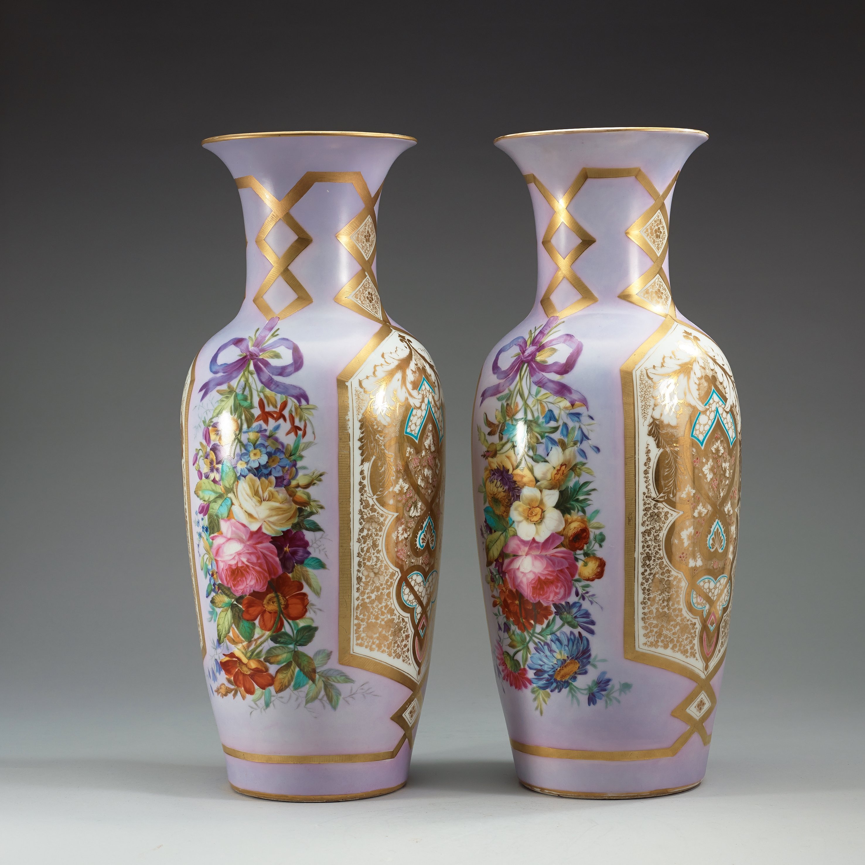A pair of Russian vases, Attibuted to the Imperial glas & porcelain ...