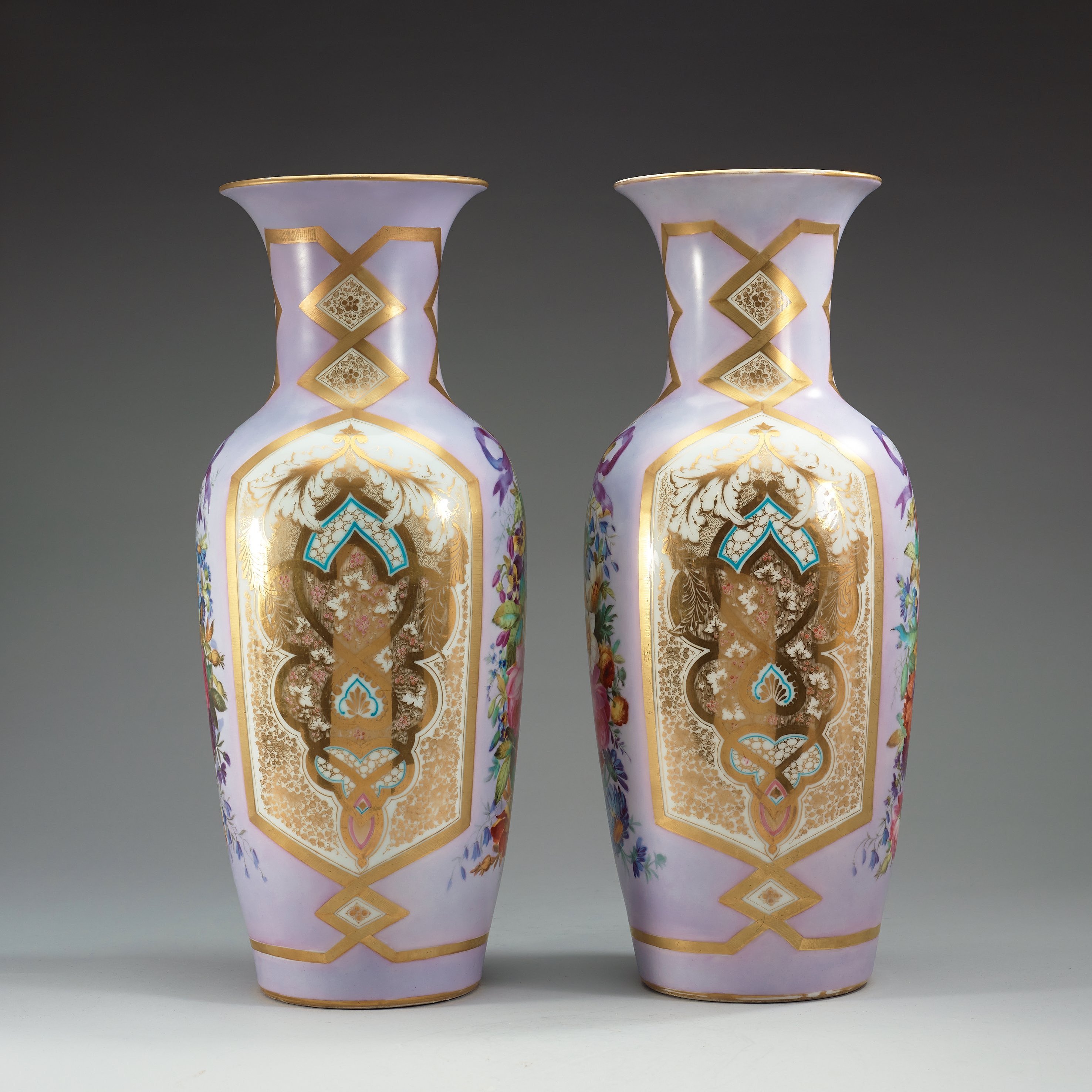 A pair of Russian vases, Attibuted to the Imperial glas & porcelain ...