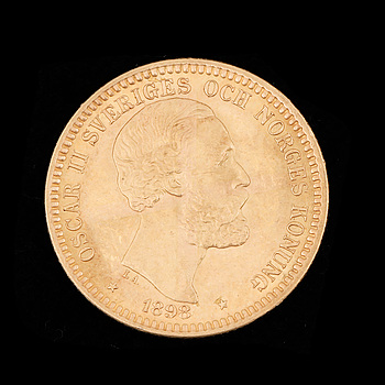 GULDMYNT, 20 kronor, Kungariket Sverige-Norge 1898. Vikt ca 9 gram ...