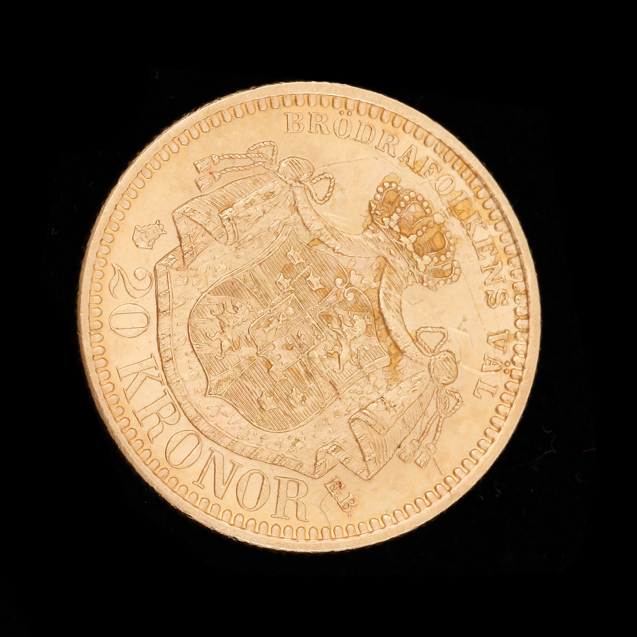 GULDMYNT, 20 kronor, Kungariket Sverige-Norge 1898. Vikt ca 9 gram ...