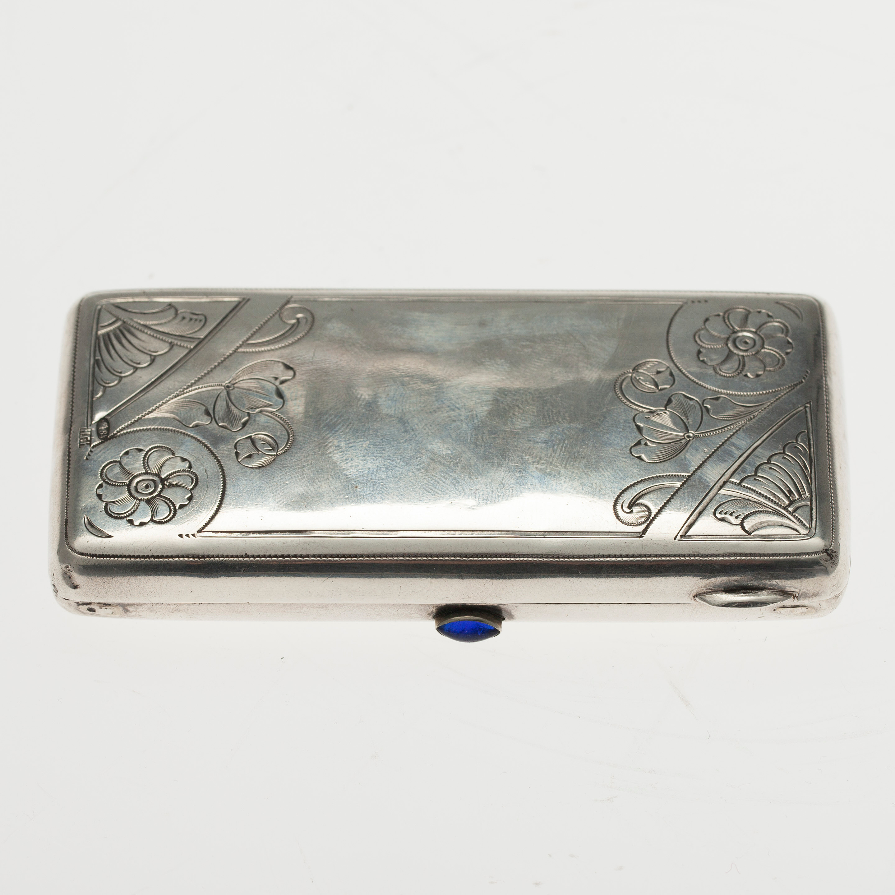 PORTMONNÄ, 84 silver, blå sten. Grigori Ivanov Moskva Ryssland 1908-17 ...