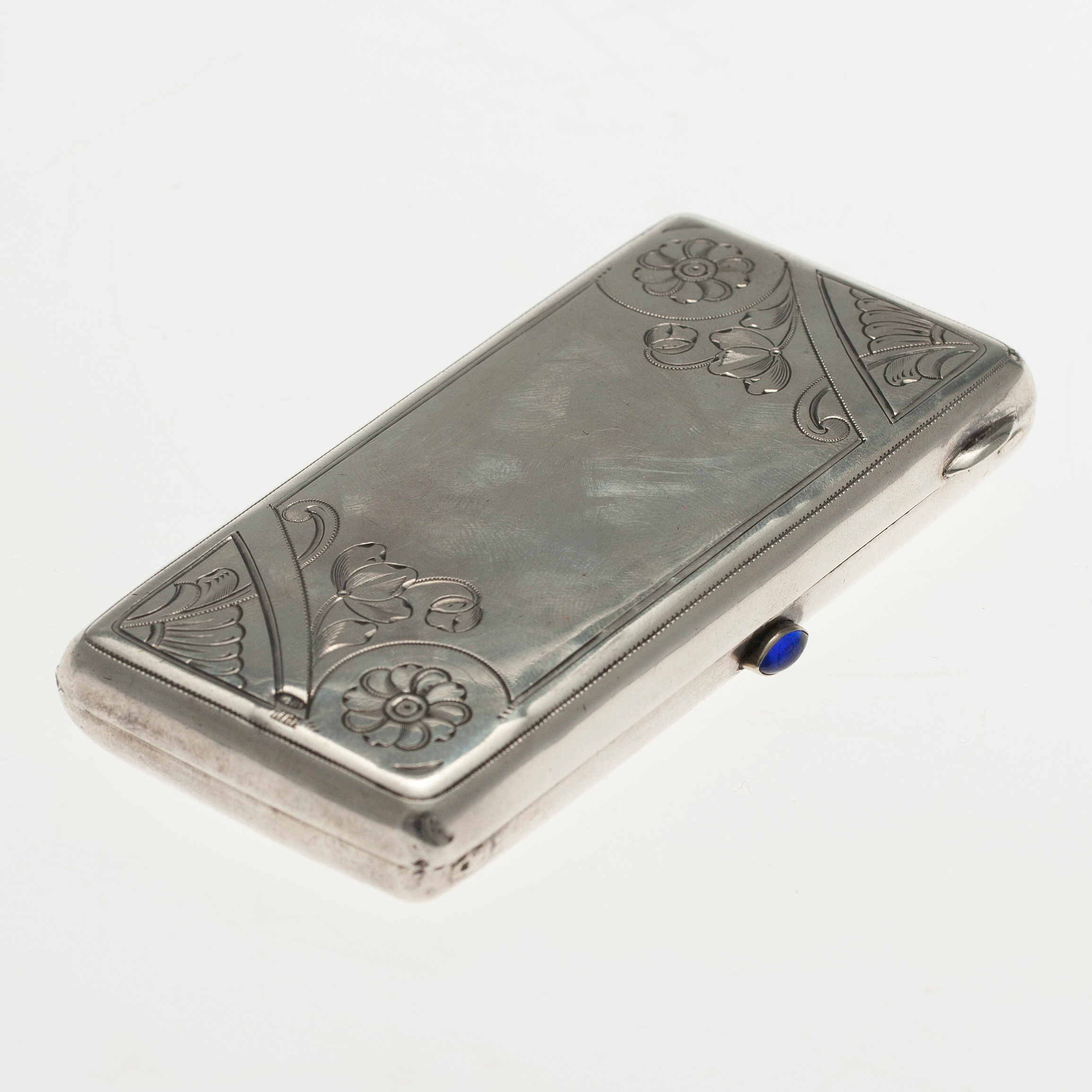 PORTMONNÄ, 84 silver, blå sten. Grigori Ivanov Moskva Ryssland 1908-17 ...