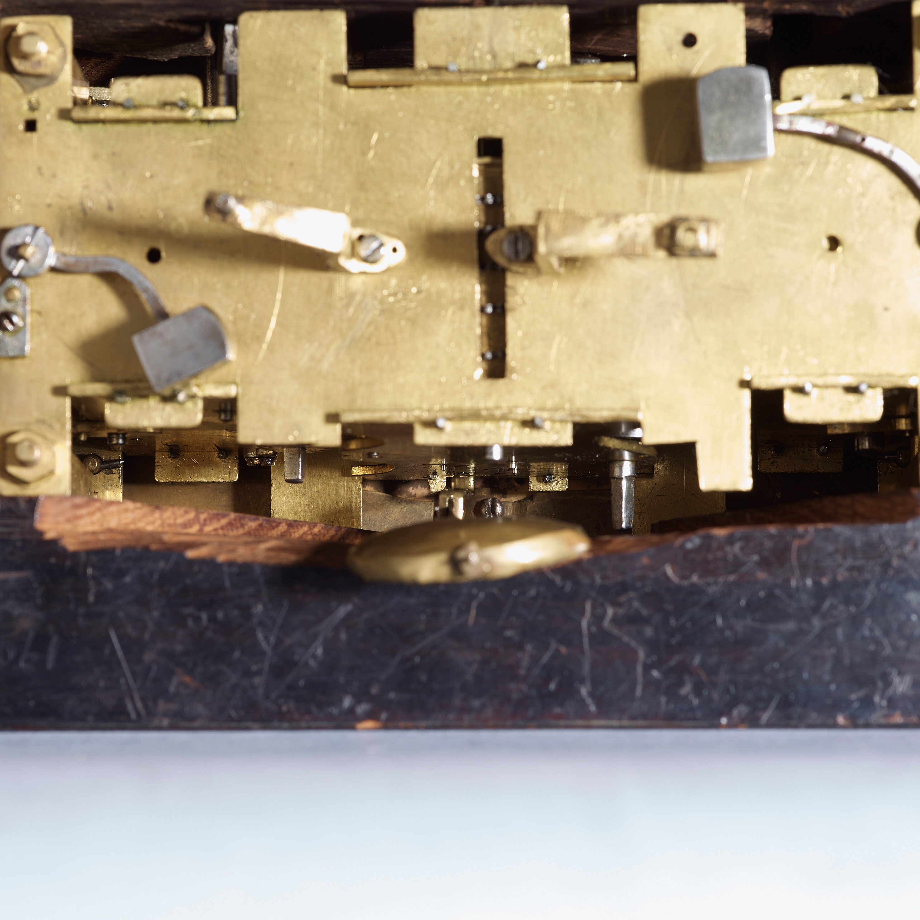 A rare gilt brass on ebonised base Lion Automaton figure clock ...