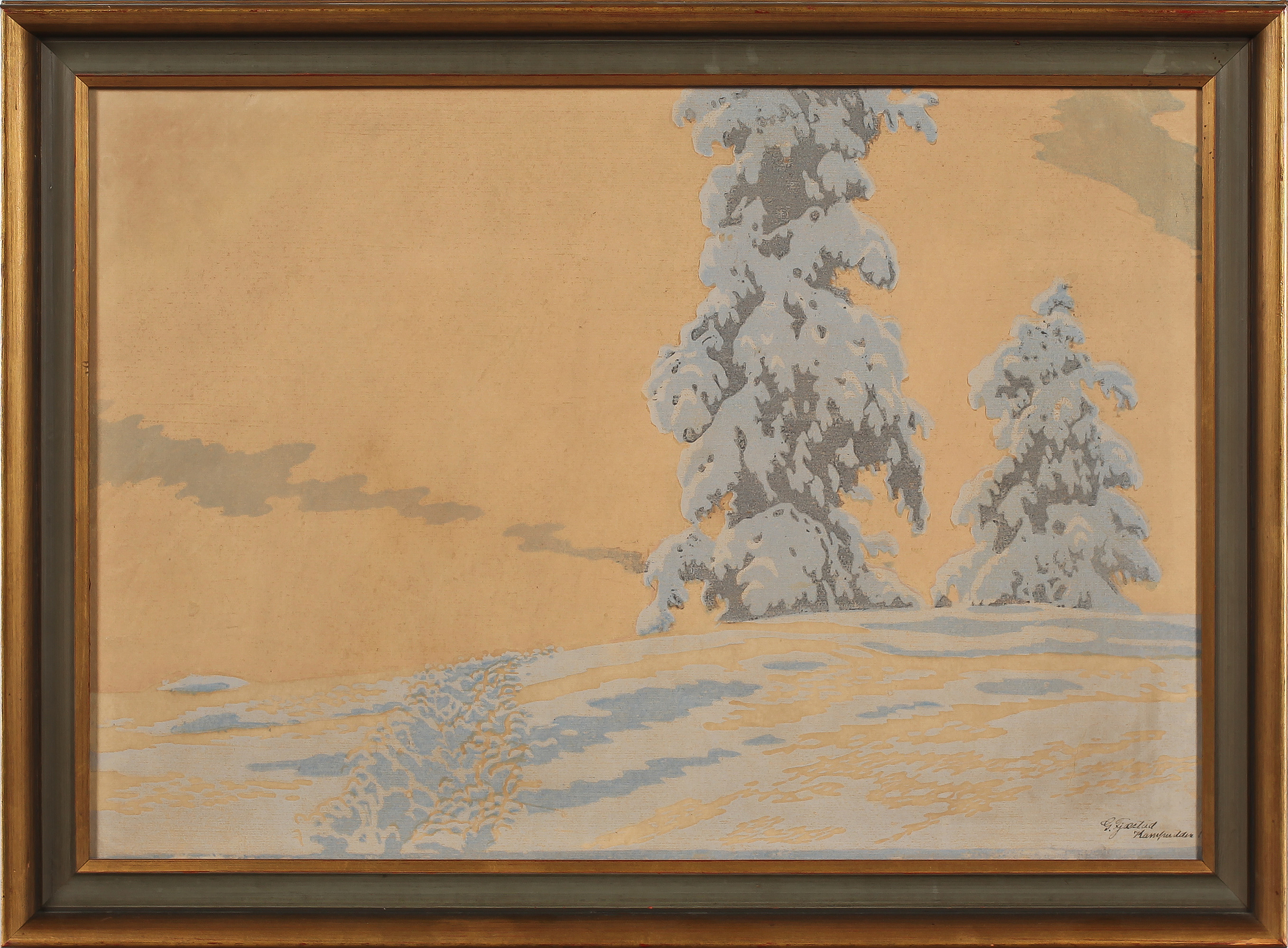 GUSTAF FJAESTAD, träsnitt, signerad. - Bukowskis