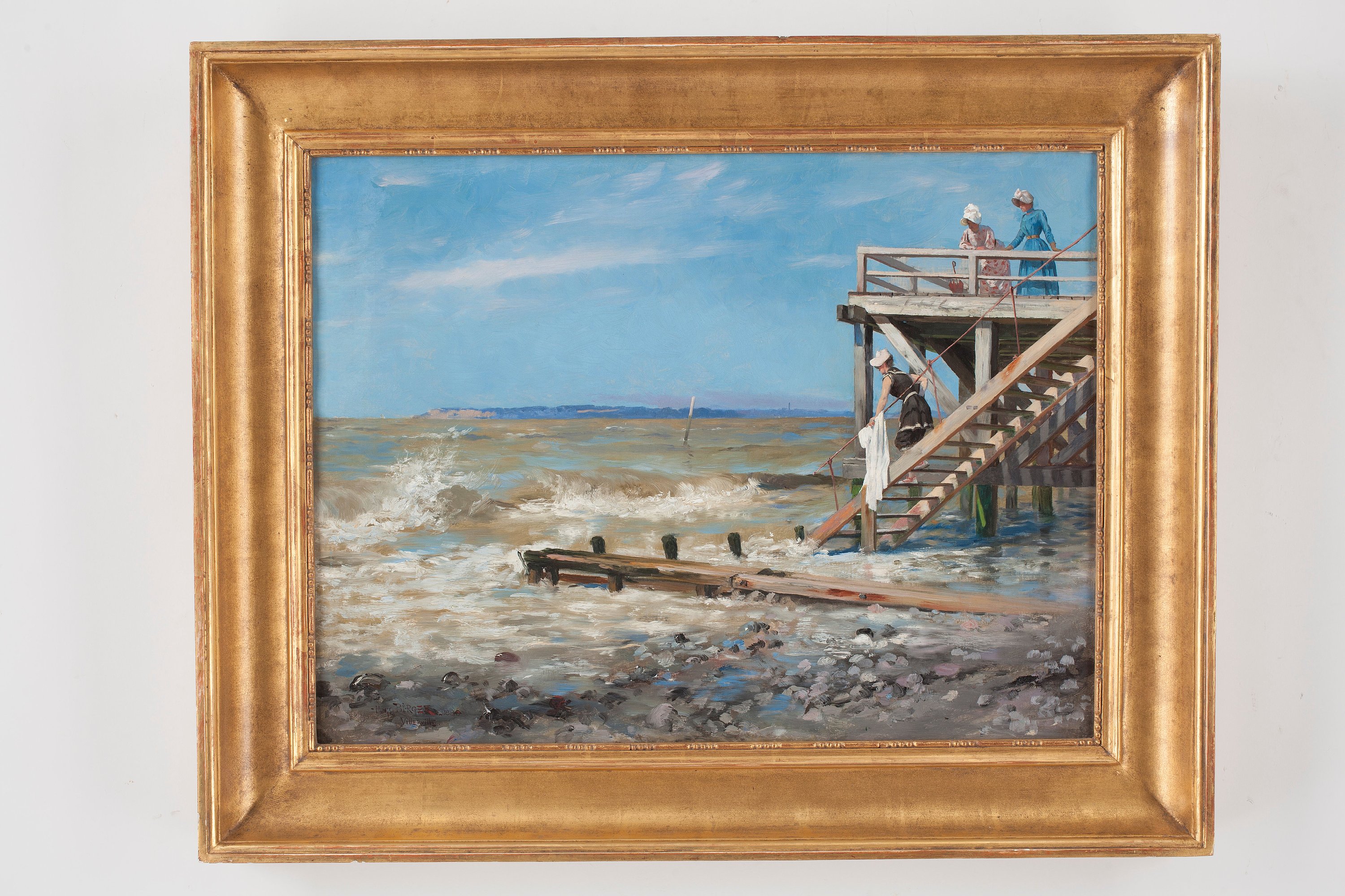 Hugo Birger, "Badbrygga vid stranden av Engelska kanalen". - Bukowskis